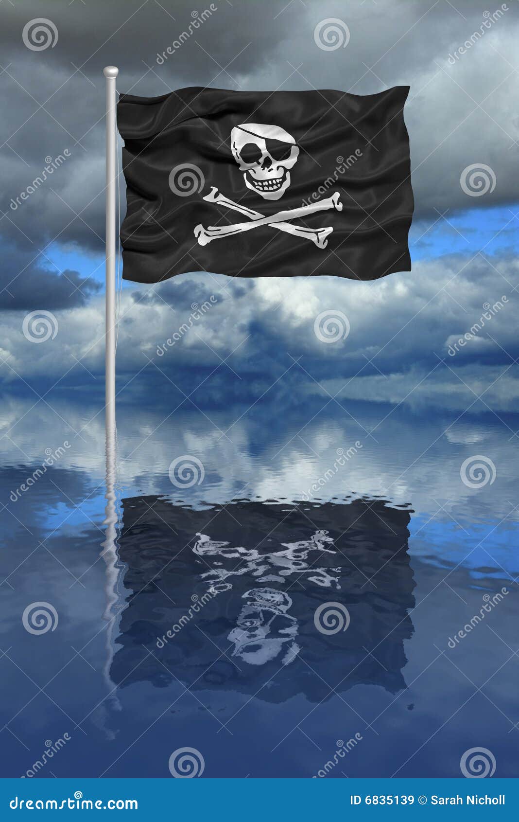 Pirate Flag. Isolated Illustration Of A Piratical Flag On A White ...