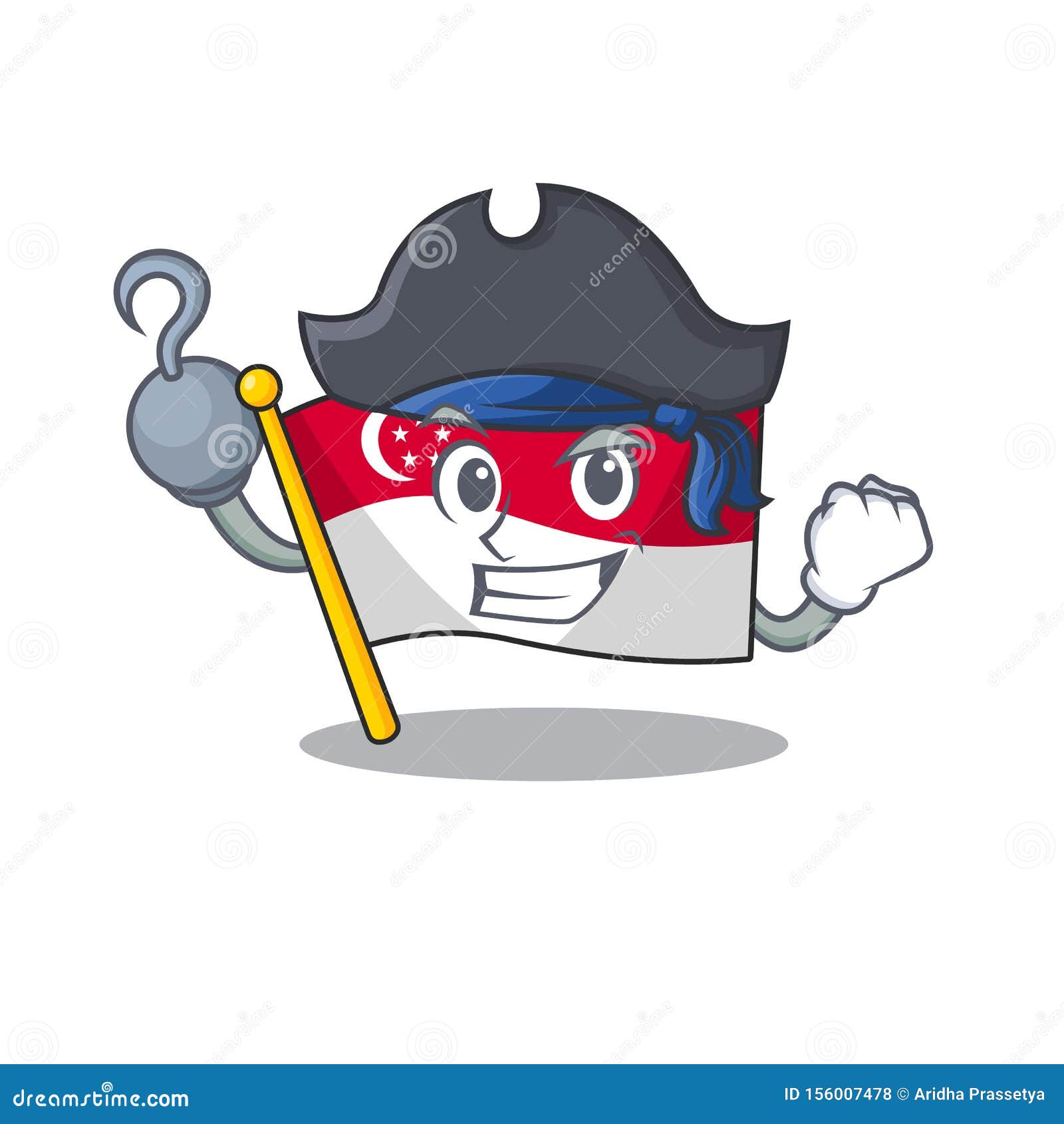 Pirate Flag Singapore in the Mascot Shape Stock Vector - Illustration ...