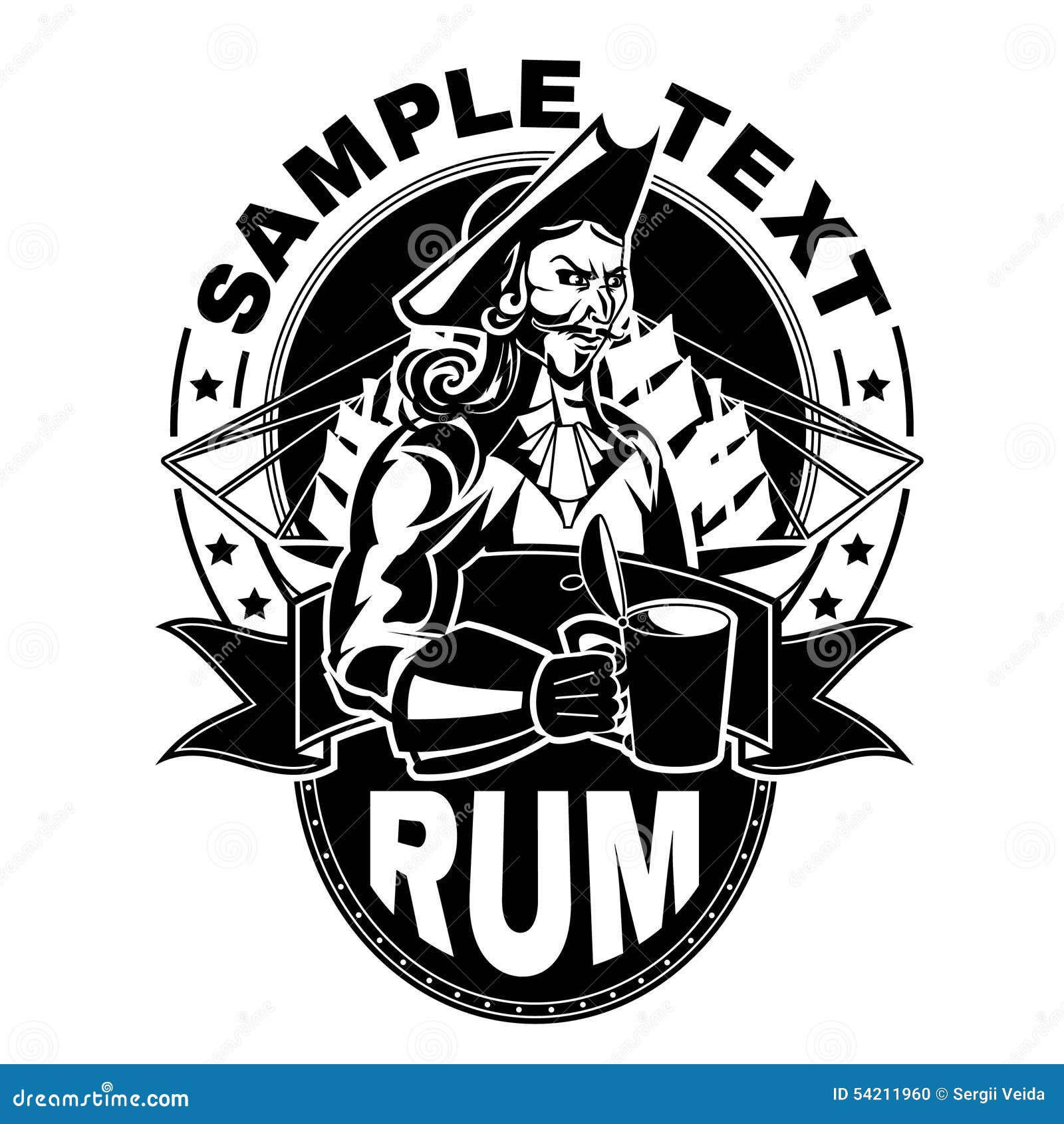 Pirate with a glass of rum stock vector. Illustration of pirate - 54211960