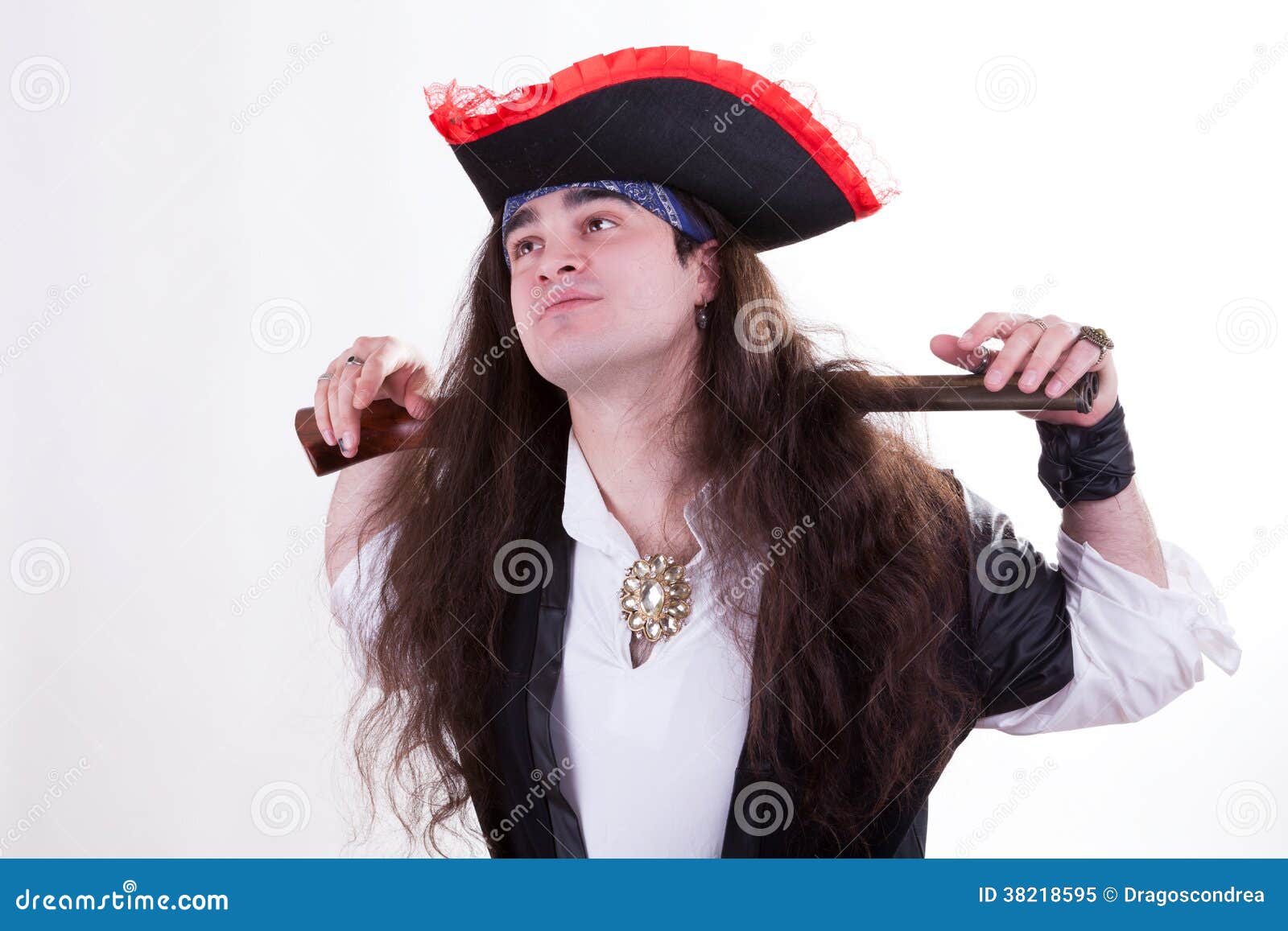 Pirate with a gun stock image. Image of pistol, adult - 38218595