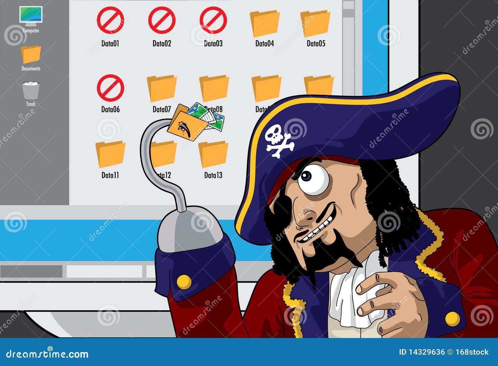 Pirate Hacking stock vector. Illustration of data, hacking - 14329636