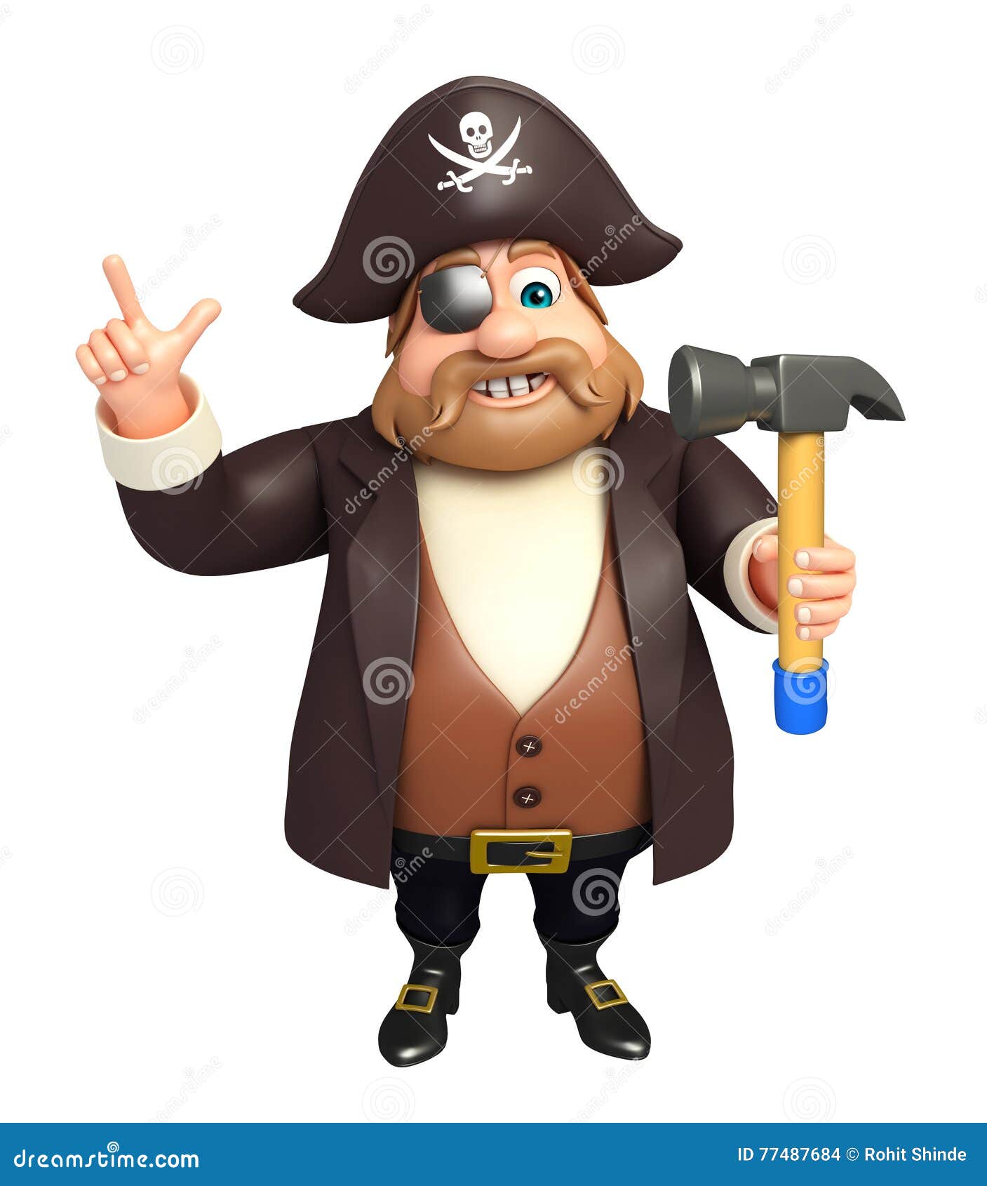Pirate with Hammer stock illustration. Illustration of character - 77487684
