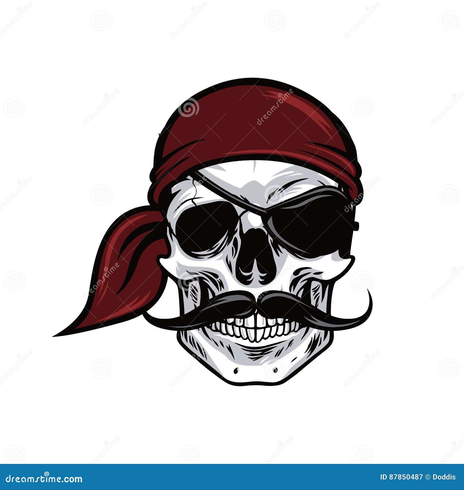 Pirate Head Skull Mascot Vector Design Illustration Stock Vector ...