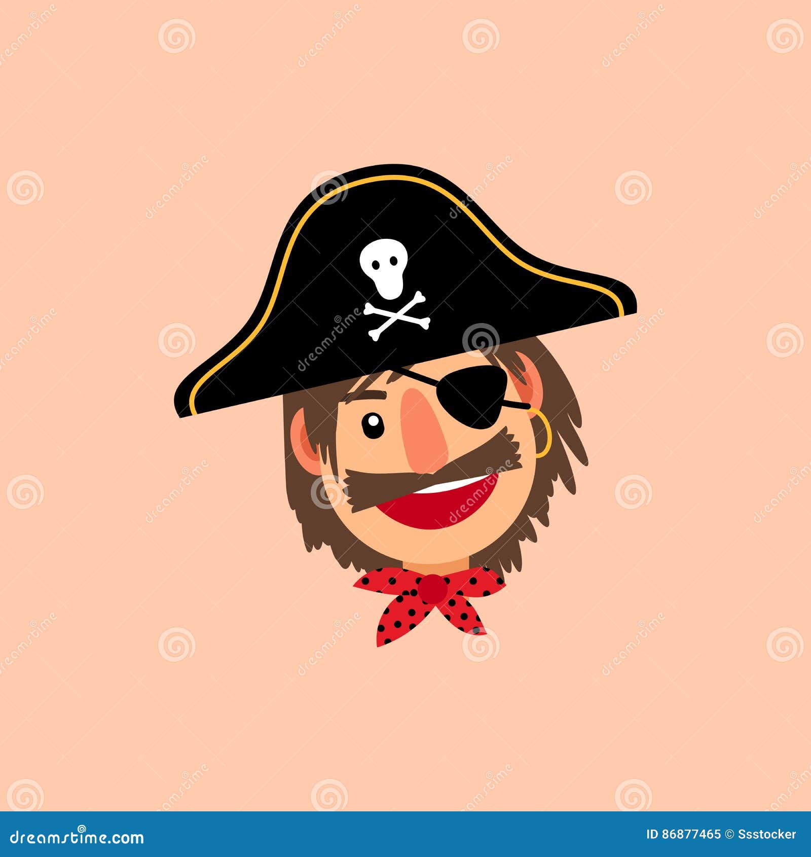 Pirate head vector icon stock vector. Illustration of character - 86877465