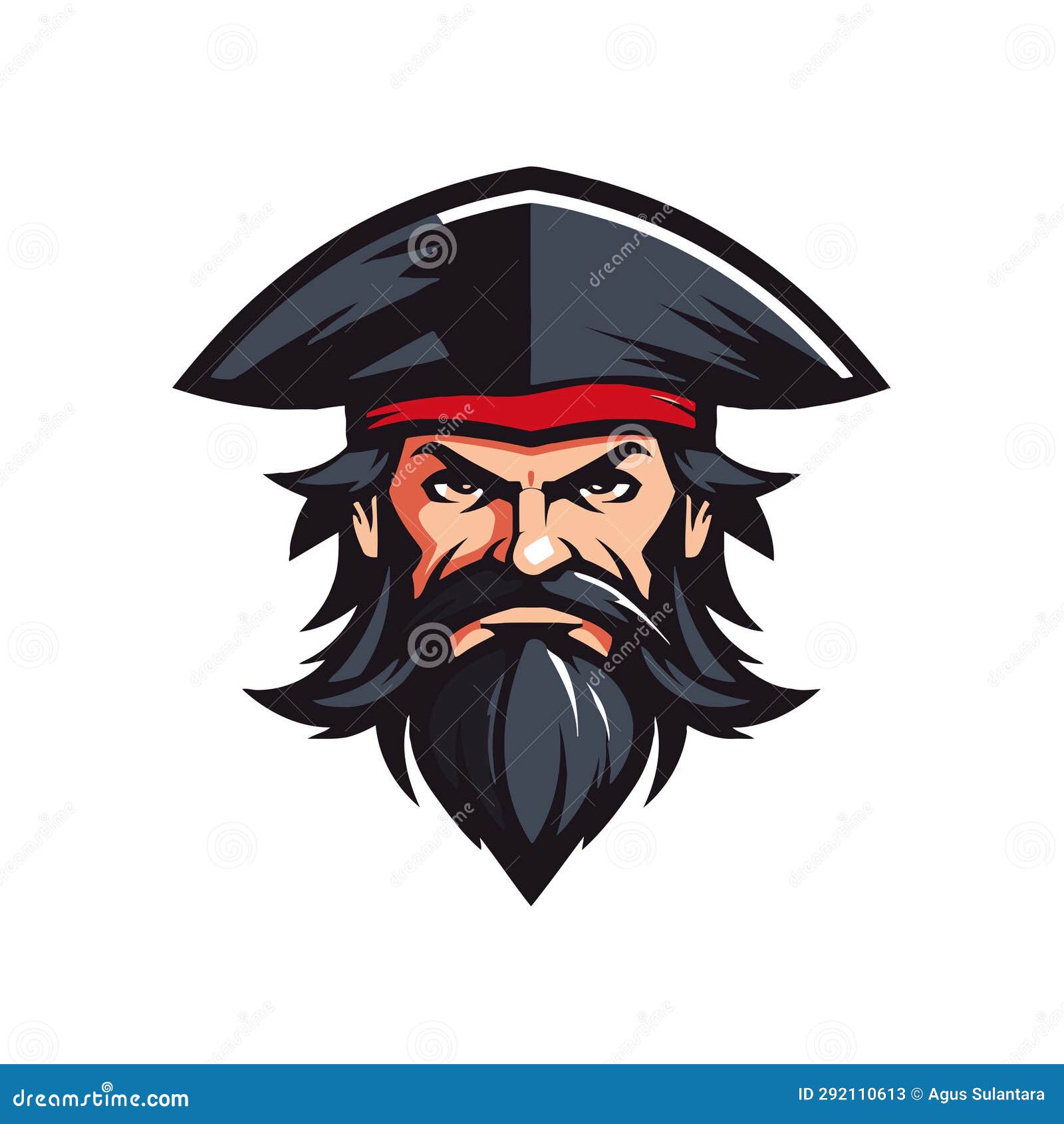 Pirate Head Vector Logo Template. Pirate Head with Beard and Mustache ...