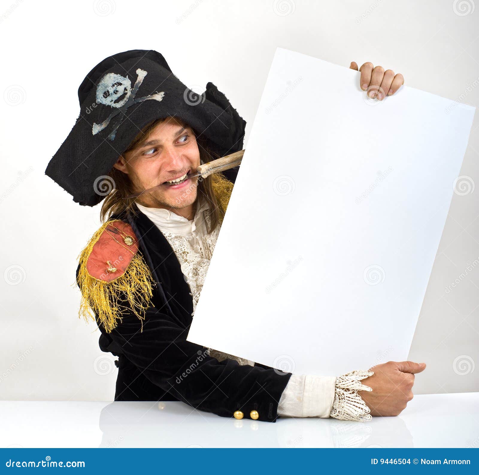 Pirate holding a sign stock photo. Image of adult, copyspace - 9446504