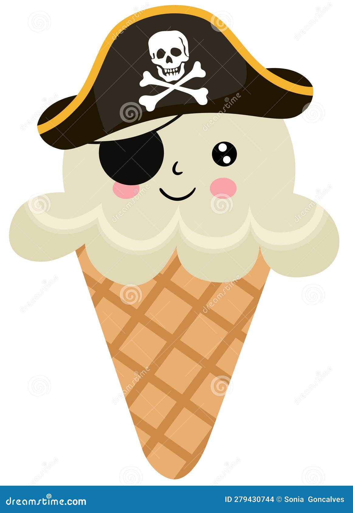 Pirate Ice Cream Vending Machine Cartoon Formed Character Vector ...