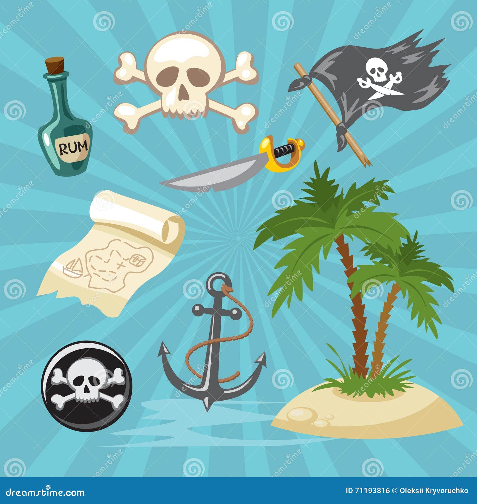 Pirate Icon Set for Game. Pirate Symbol Stock Vector - Illustration of ...