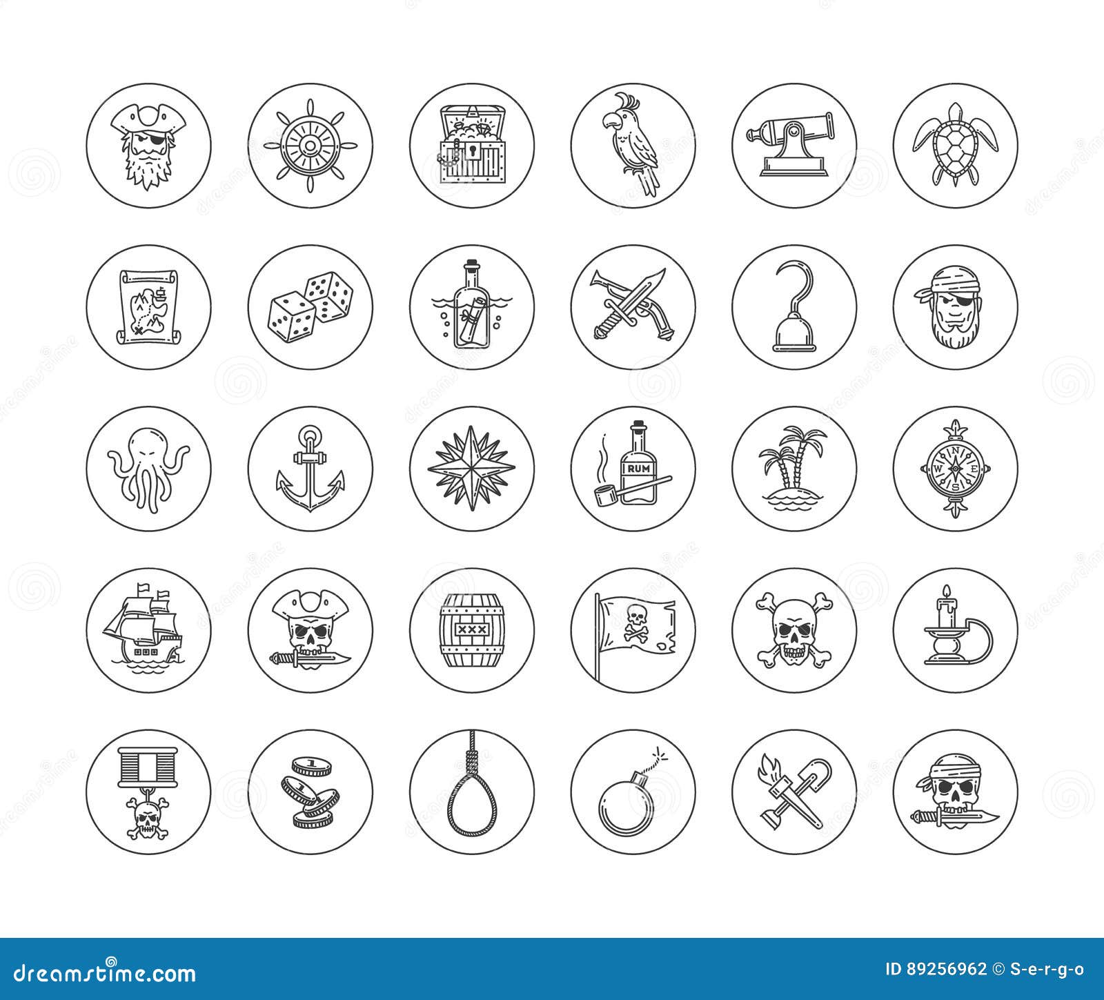 Pirate icon set stock vector. Illustration of beard, cartoon - 89256962