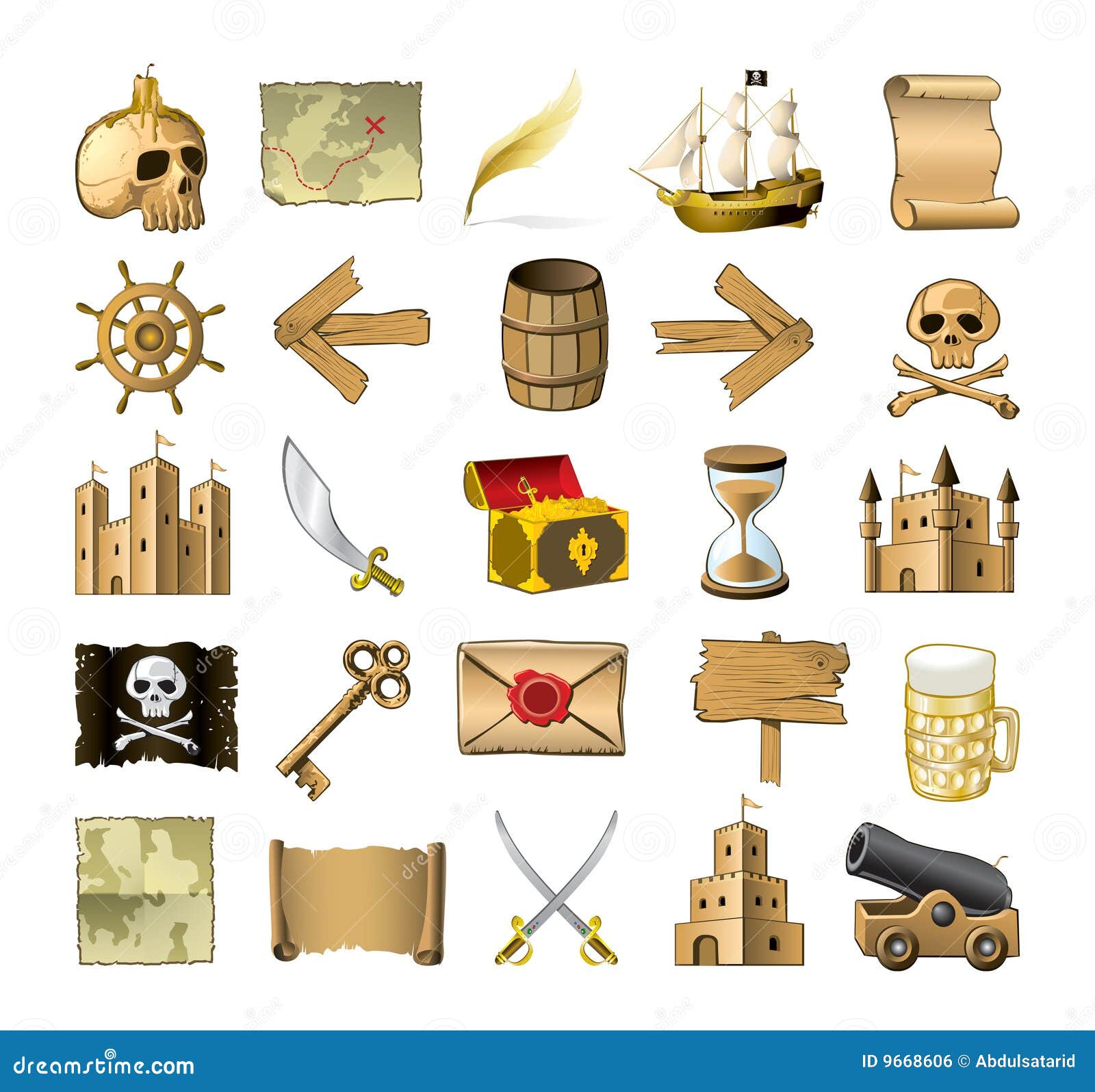 Pirate icons stock vector. Illustration of fortress, human - 9668606