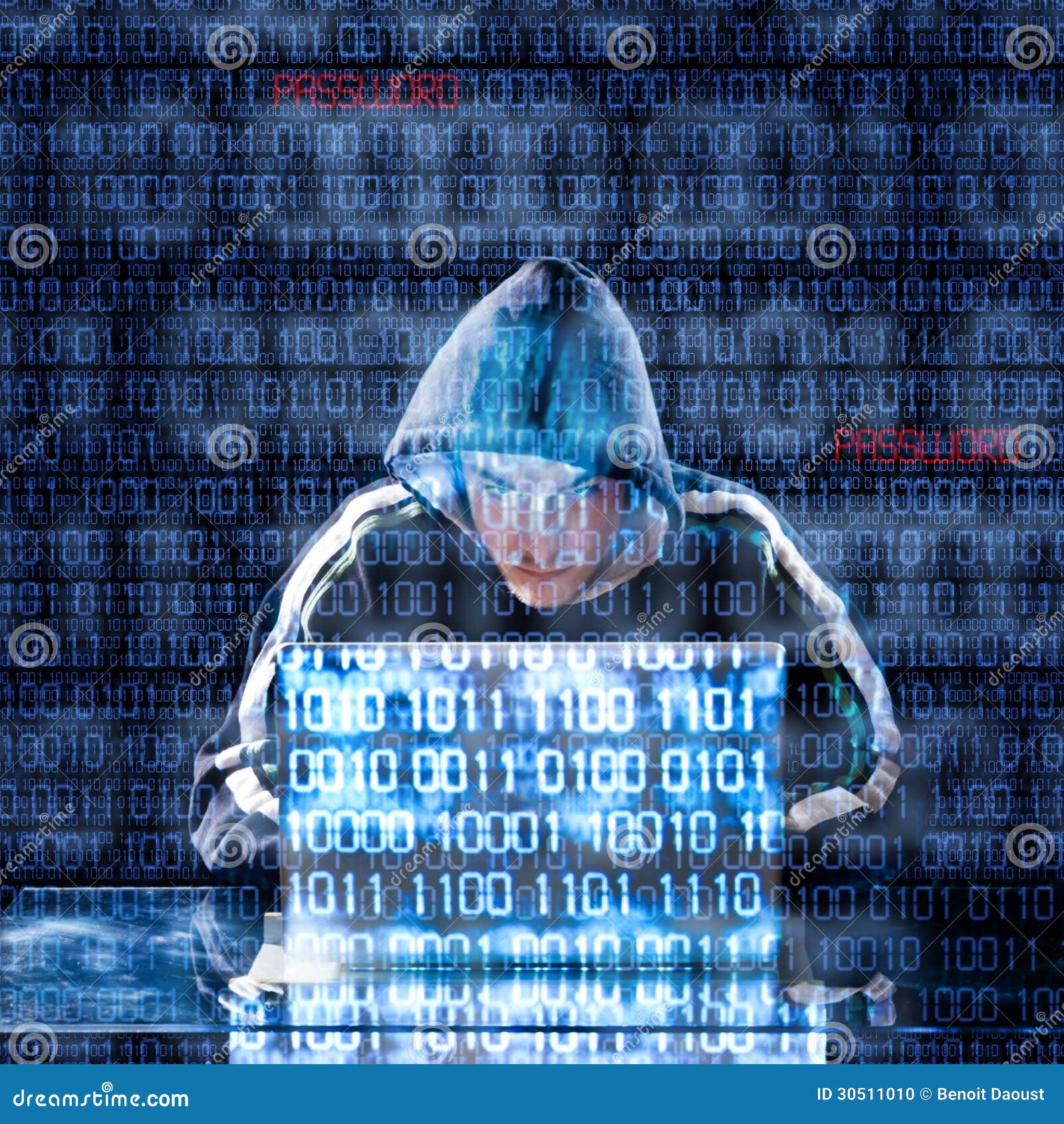 Pirate Informatique Dactylographiant Sur Un Ordinateur Portable Photo ...