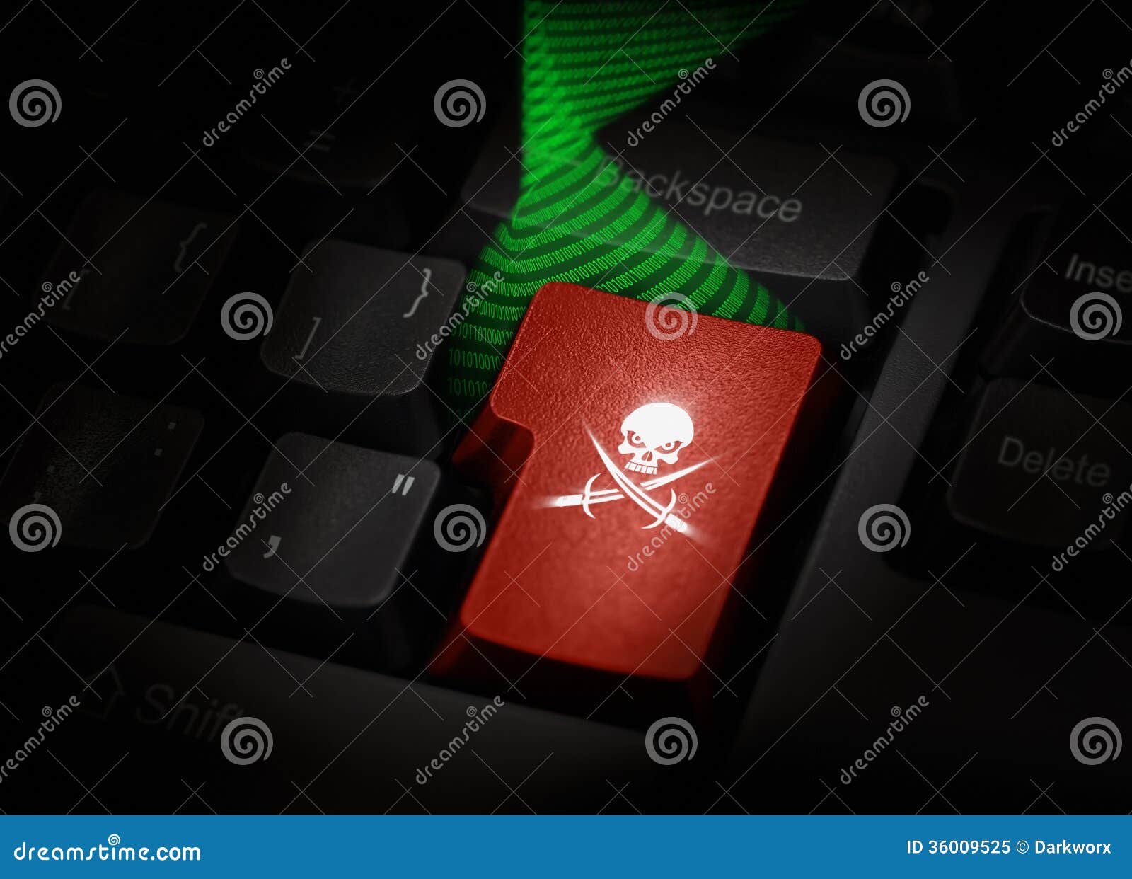 Pirate Key on Computer Keyboard Stock Image - Image of attack, data ...