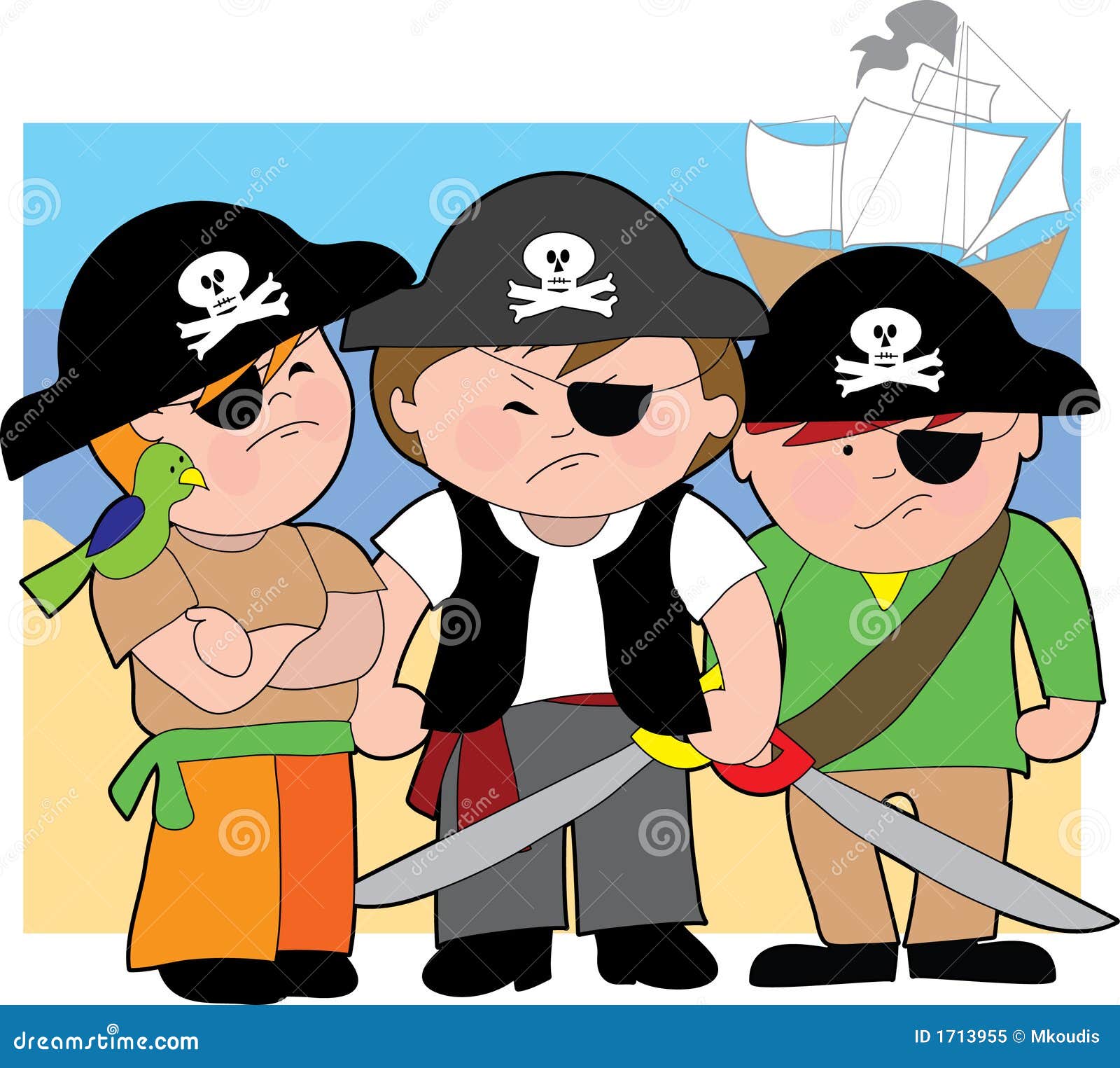 Pirate Kids of the Carribean Stock Vector - Illustration of crossbones ...