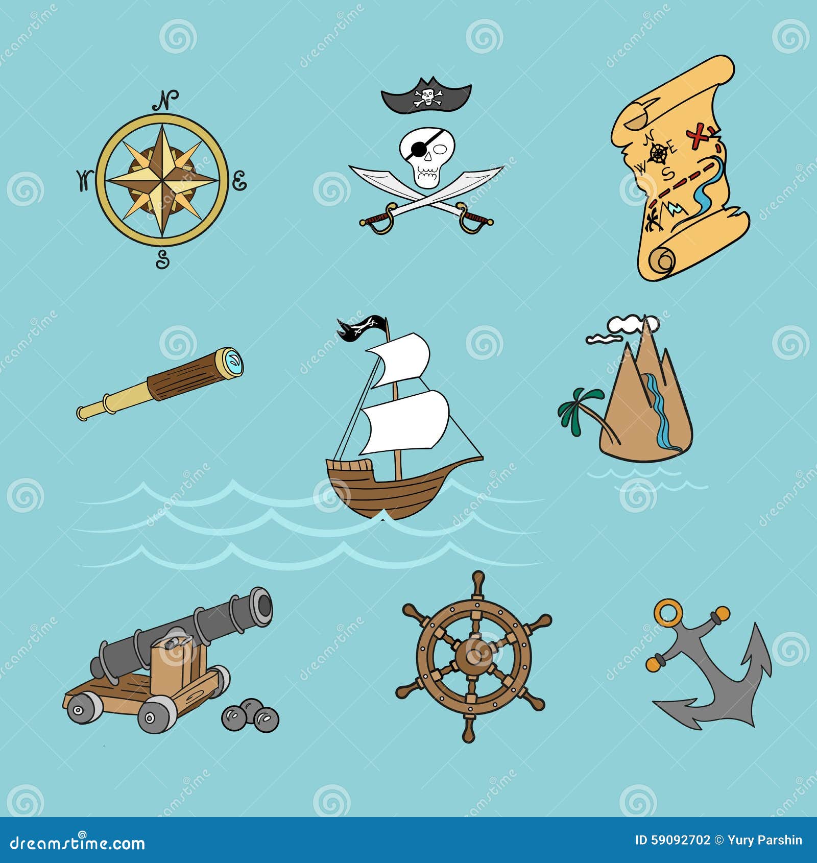 Pirate life stock vector. Illustration of sabre, sailboat - 59092702