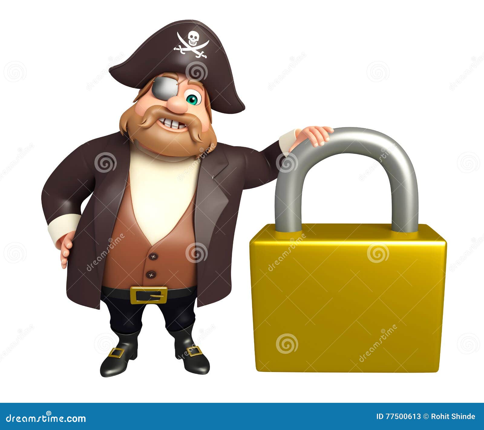Pirate with Lock stock illustration. Illustration of pirat - 77500613