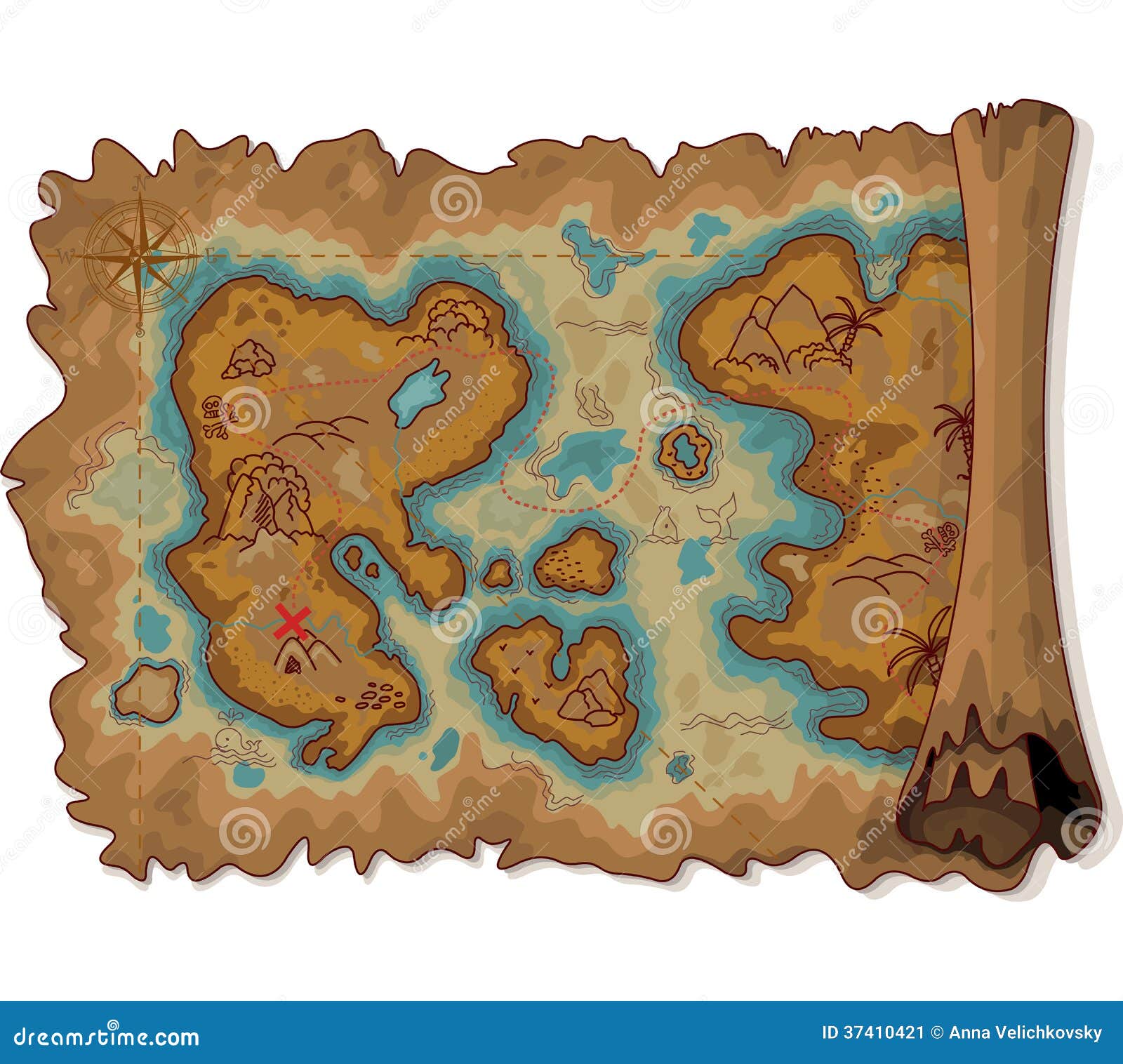 Pirate Map stock vector. Illustration of ancient, compass - 37410421