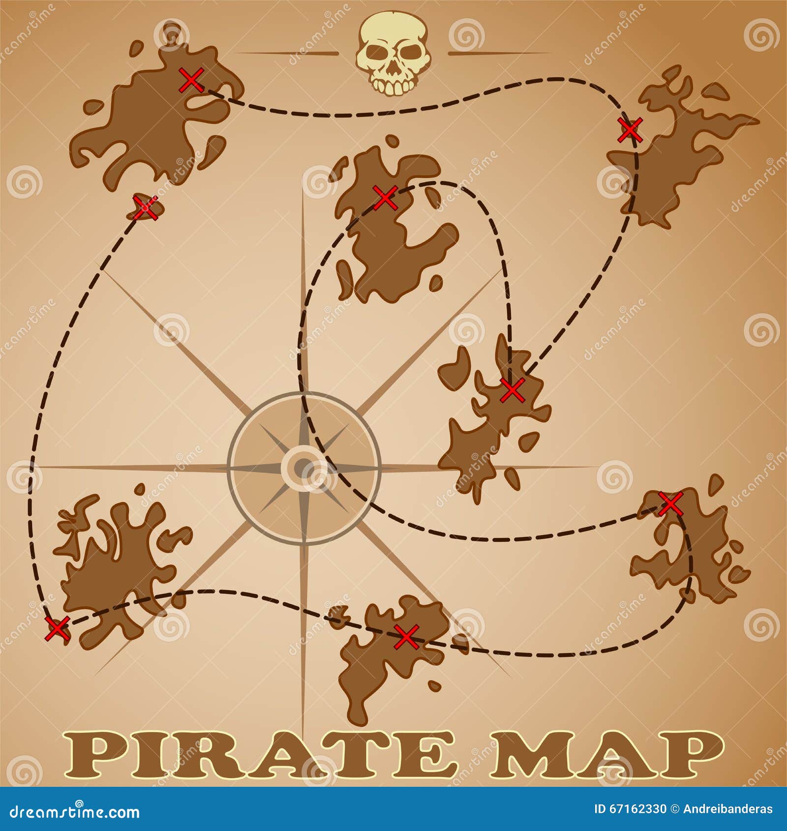 Pirate map stock vector. Illustration of ancient, nautical - 67162330