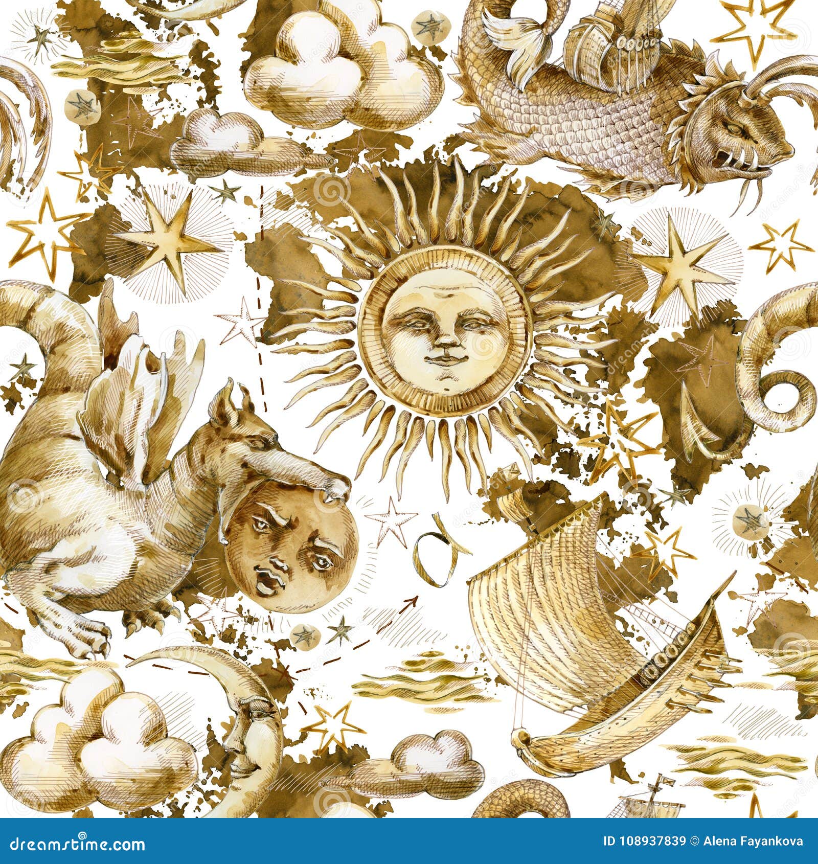 Pirate Map Seamless Pattern. Nautical Design Elements Stock ...