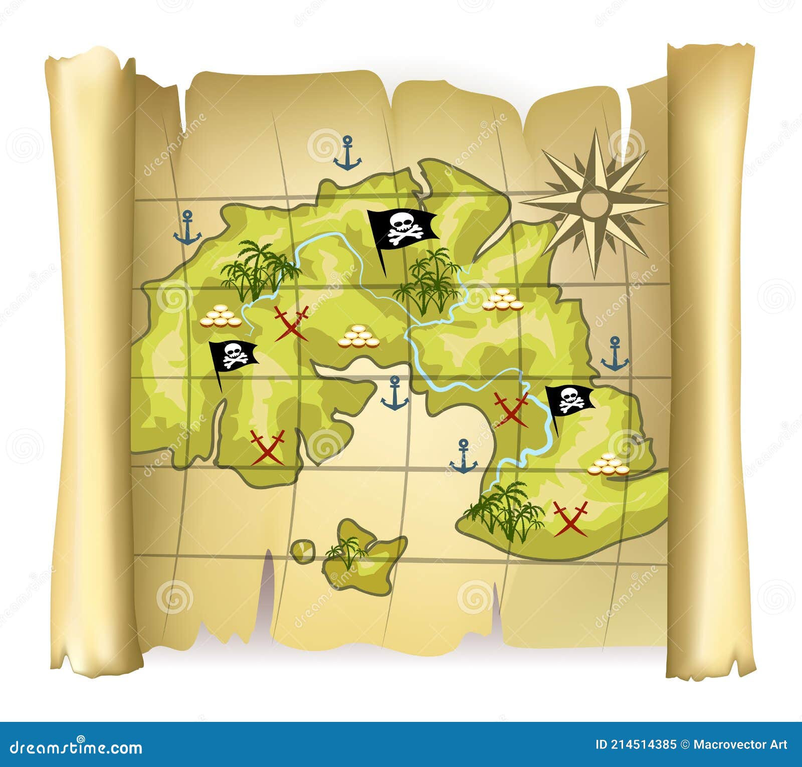 Pirate map stock vector. Illustration of dirty, concept - 214514385