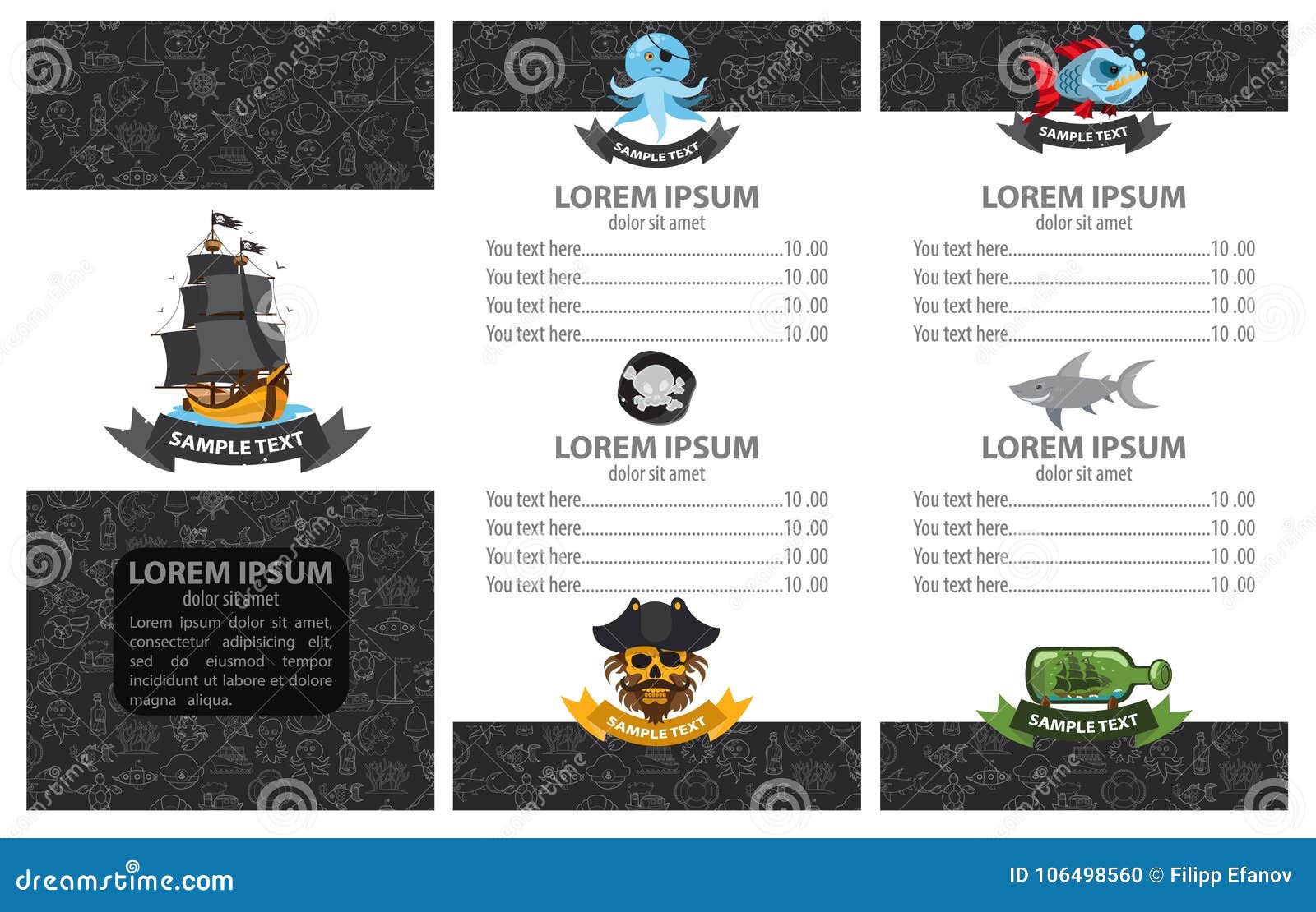 Pirate Menu Vector Illustration | CartoonDealer.com #53552188