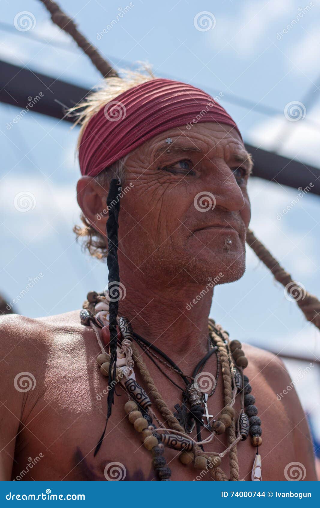 Pirate. Old man portrait stock photo. Image of necklace - 74000744