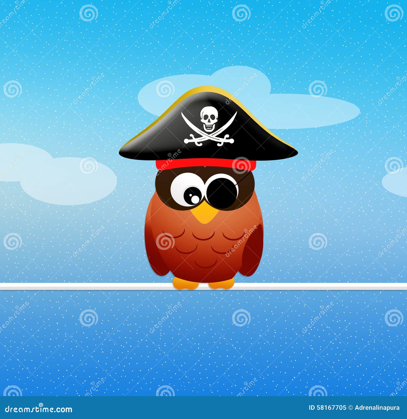 Pirate owl stock illustration. Illustration of costume - 58167705