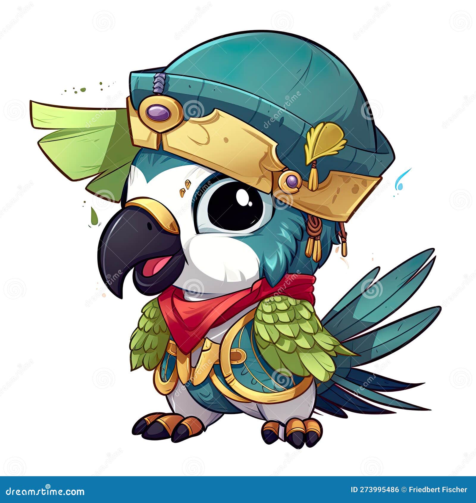 Pirate Parrot, Cartoon Chibi Style, AI Generative Stock Illustration ...