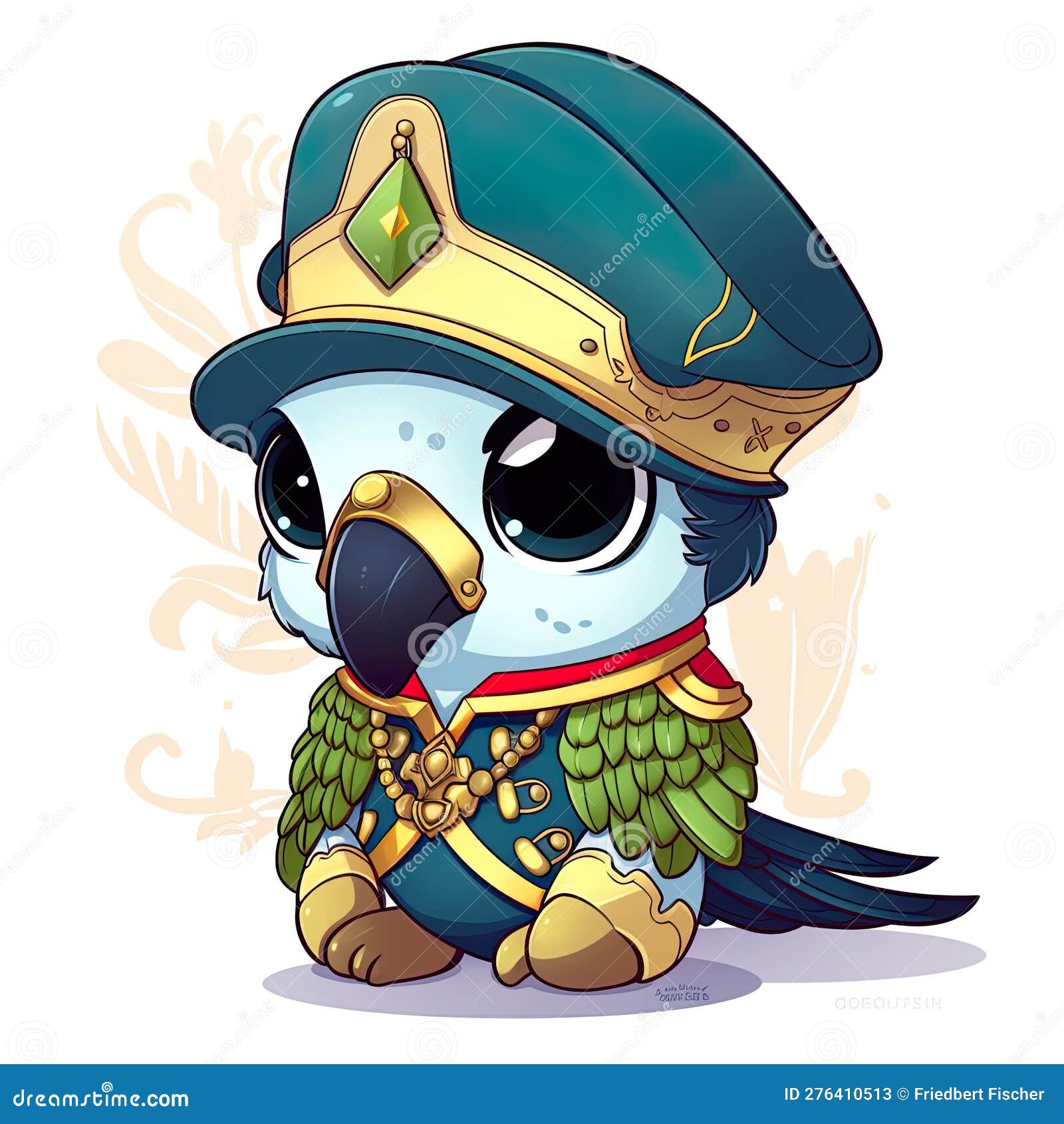 Pirate Parrot, Cartoon Chibi Style, AI Generative Stock Illustration ...