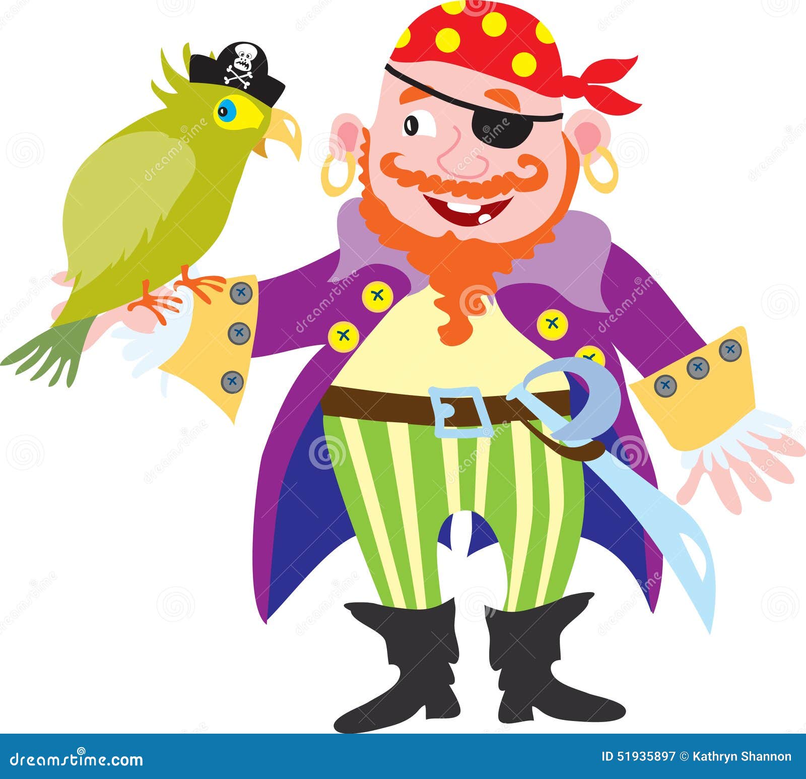 Pirate with parrot stock vector. Illustration of boots - 51935897