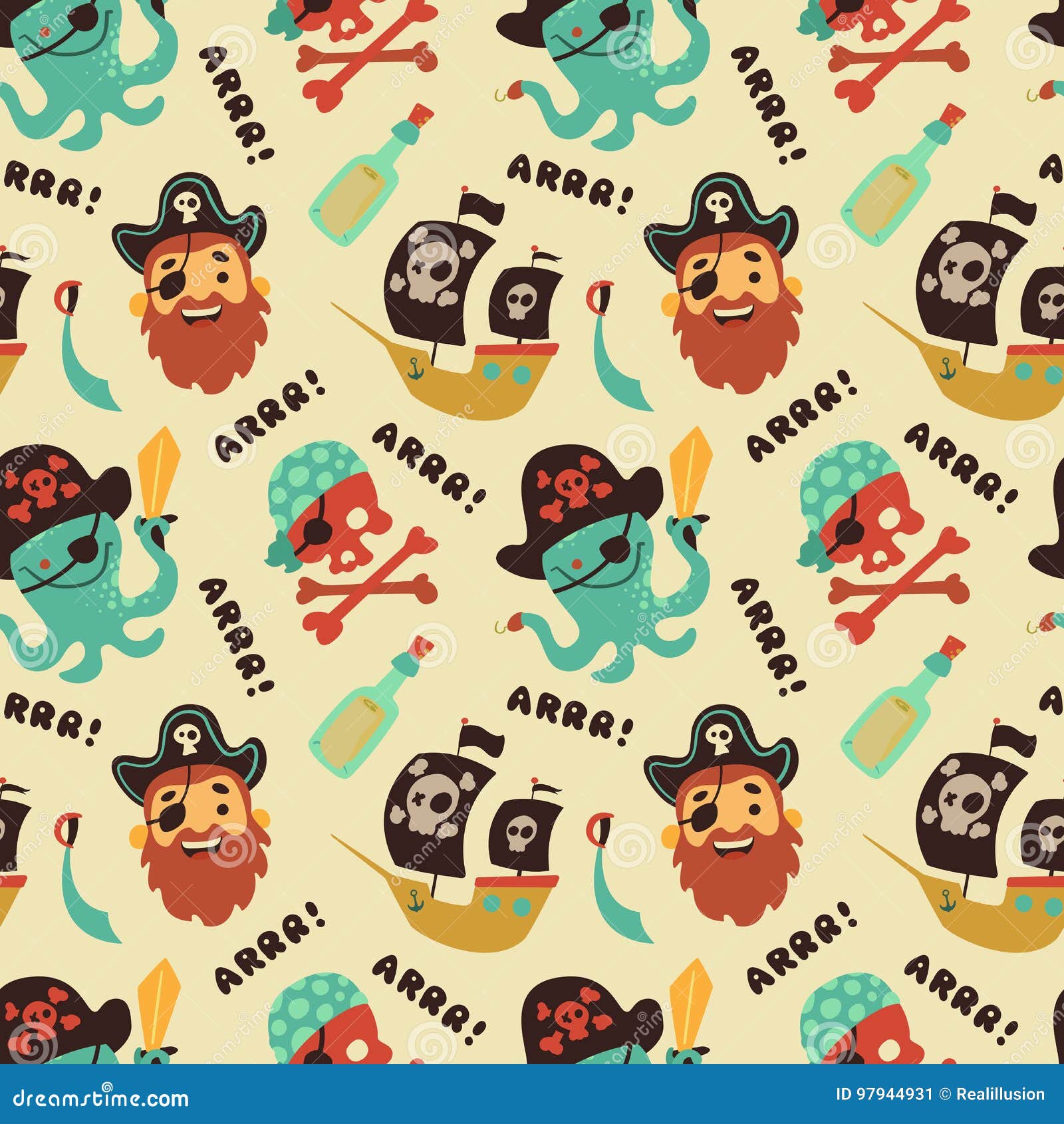 Pirate pattern stock vector. Illustration of swashbuckler - 97944931