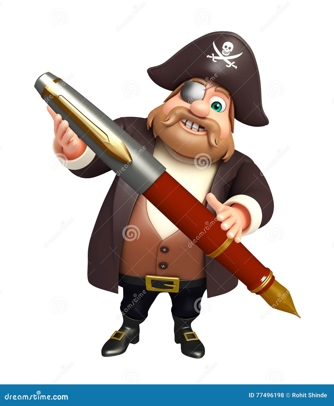 Pirate with Pen stock illustration. Illustration of skull - 77496198
