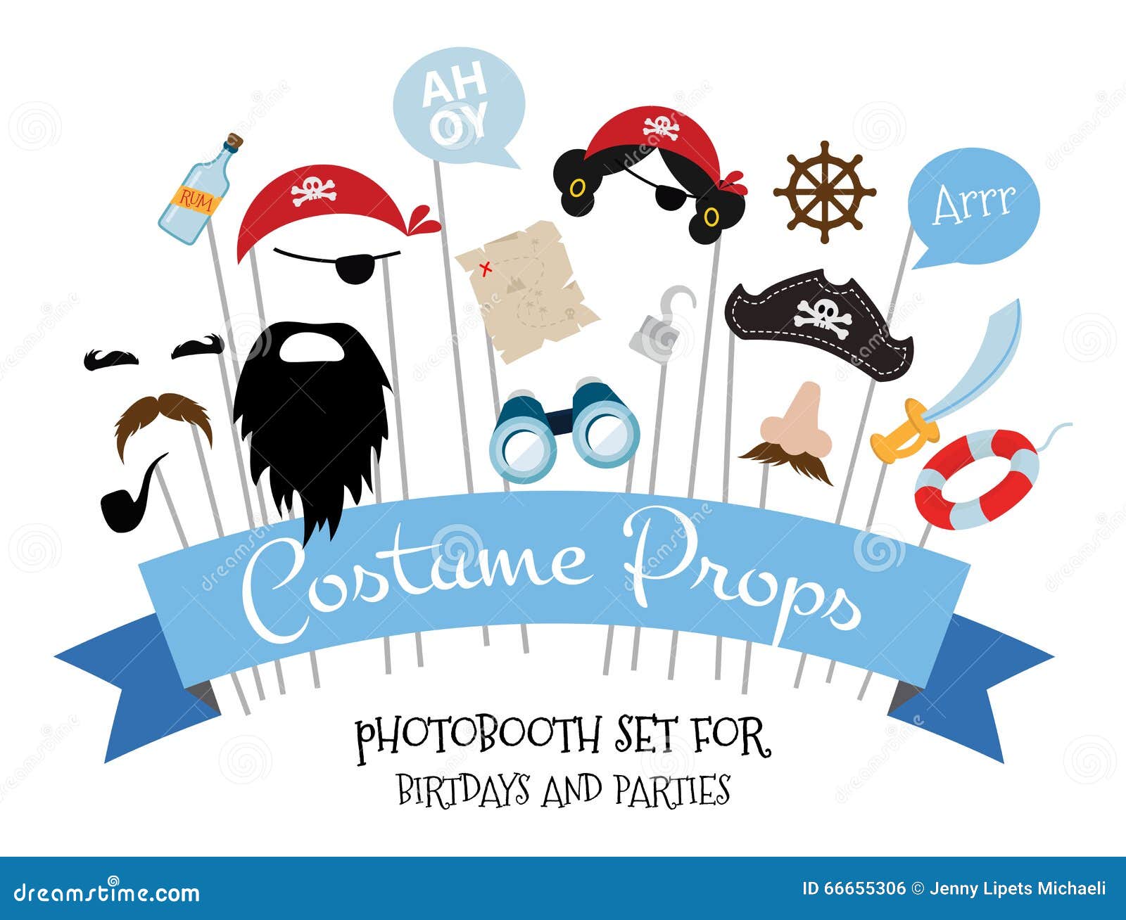 Pirate Photo Booth Props and Scrapbooking Vector Set Stock Vector ...