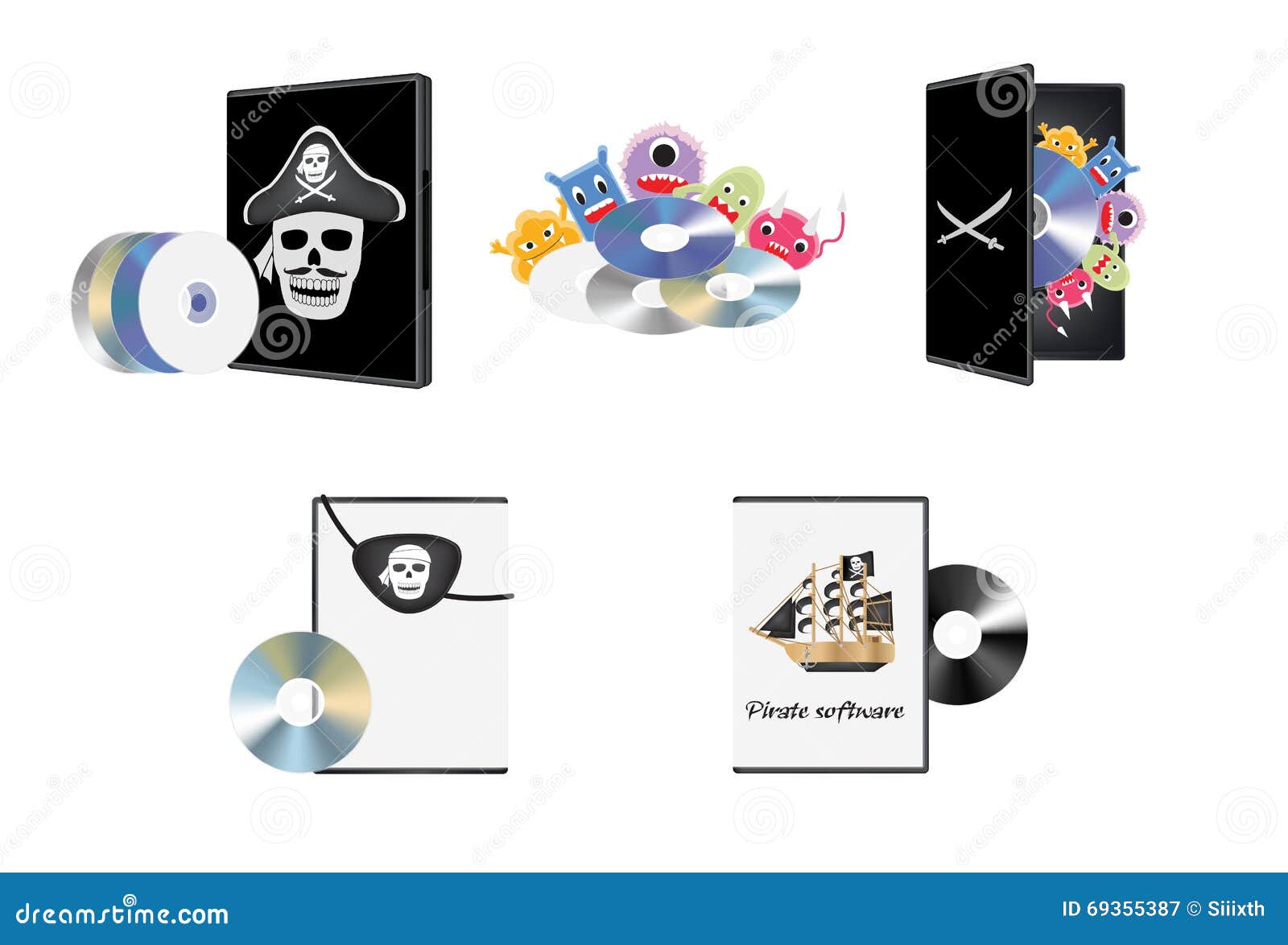 Pirate piracy software stock vector. Illustration of isolated - 69355387