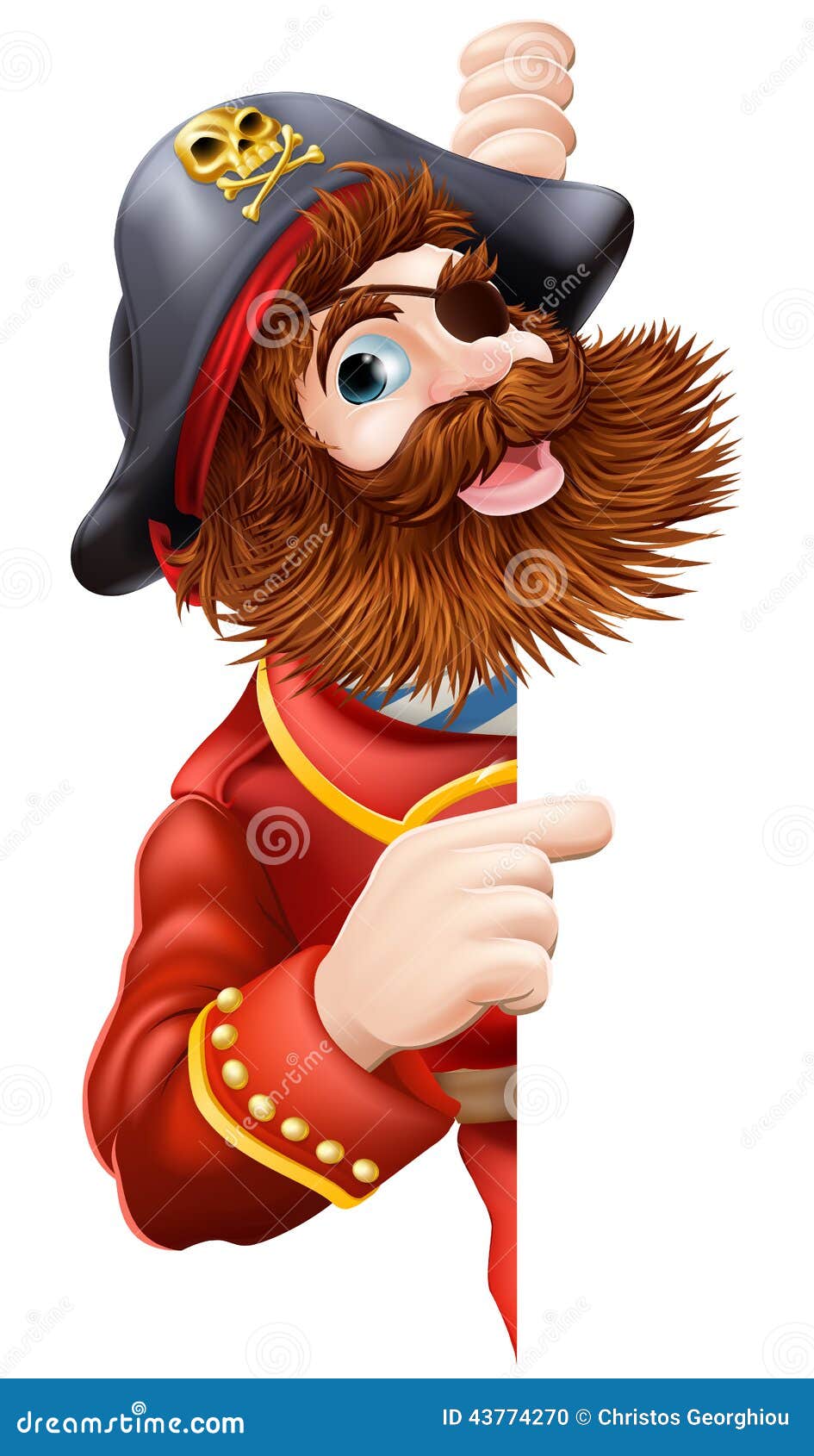 Pirate pointing at sign stock vector. Illustration of drawing - 43774270