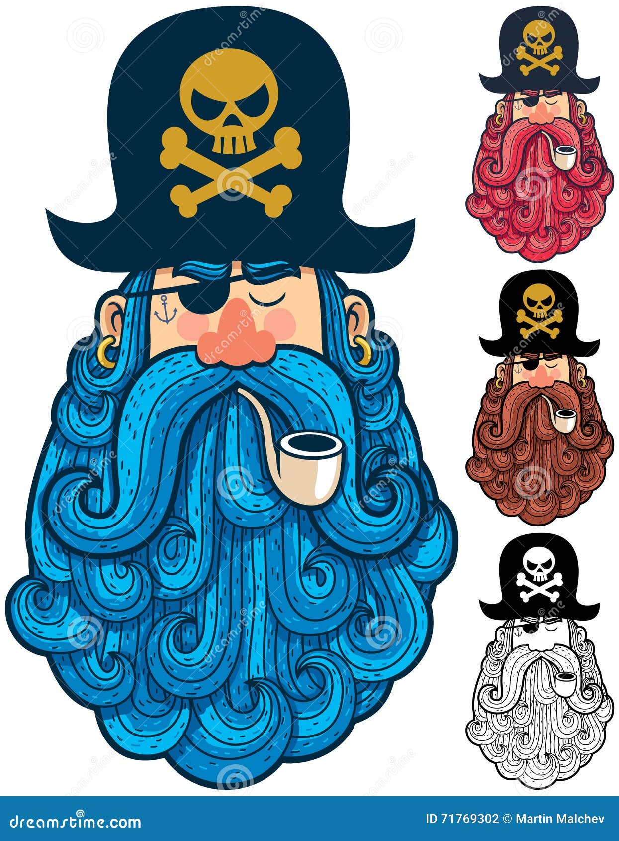 Pirate Portrait 2 stock vector. Illustration of journey - 71769302