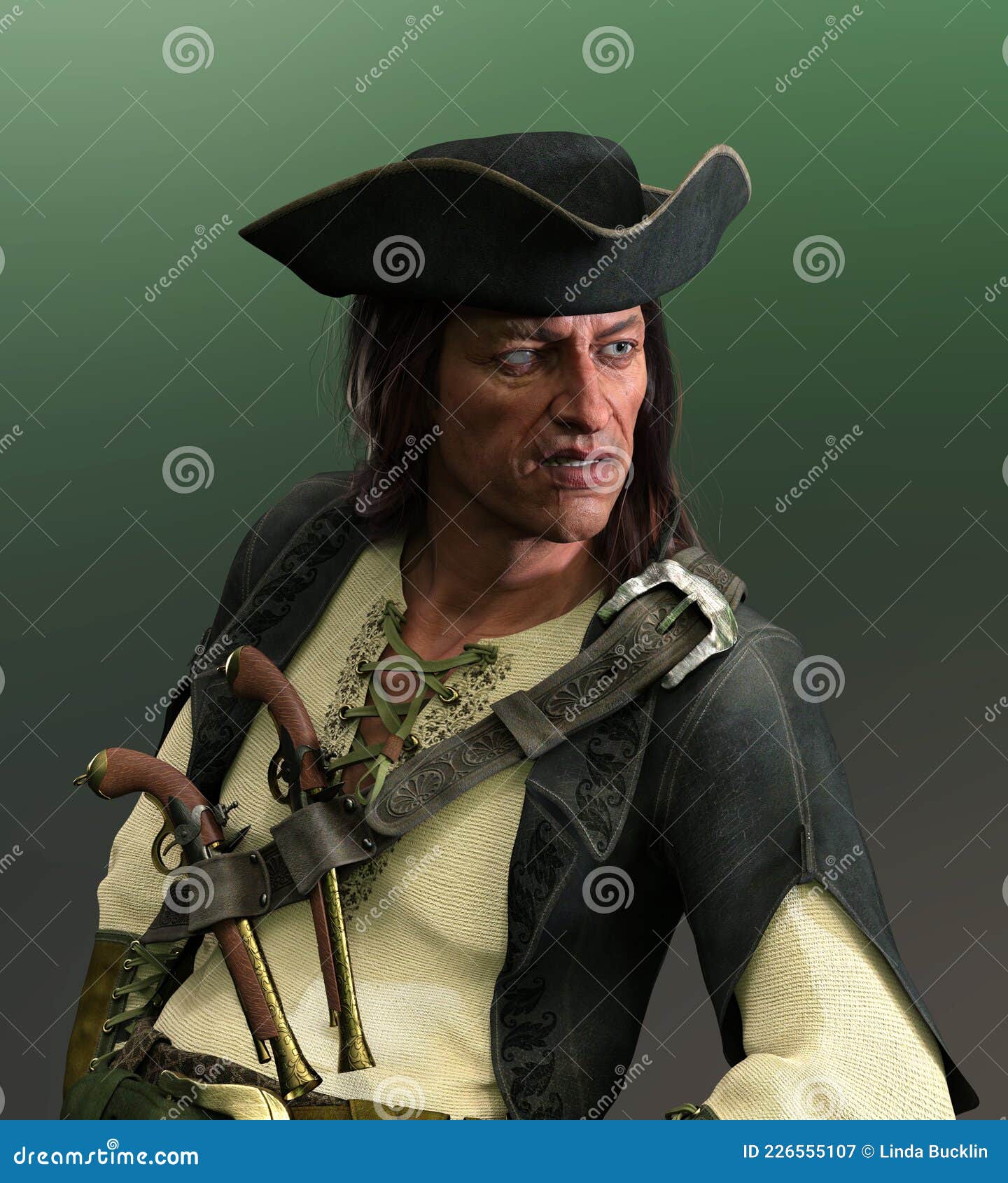 Pirate Portrait stock illustration. Illustration of caribbean - 226555107