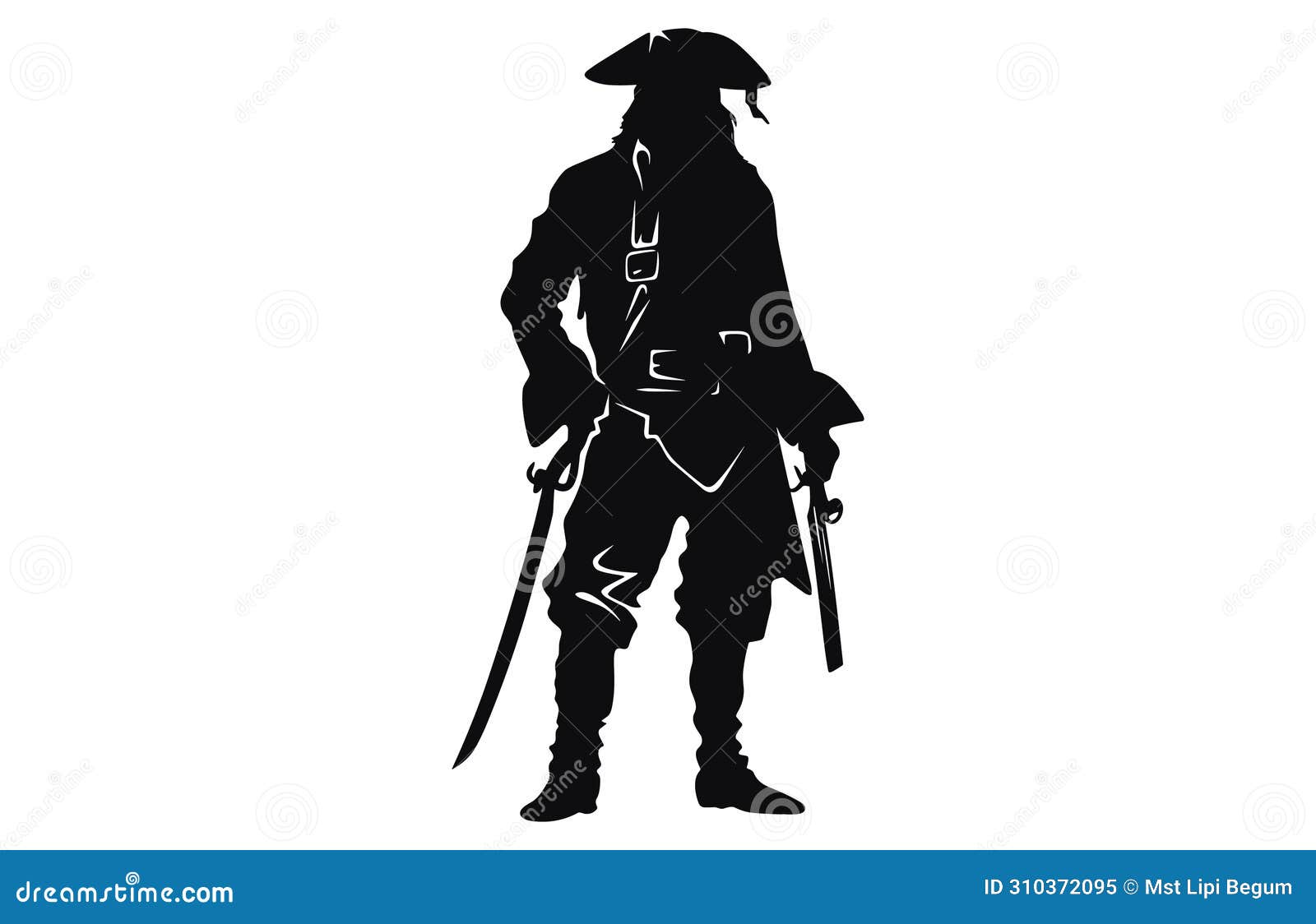 Pirate Poses Vector Silhouette, Pirate in Action with Sword, Pirate ...