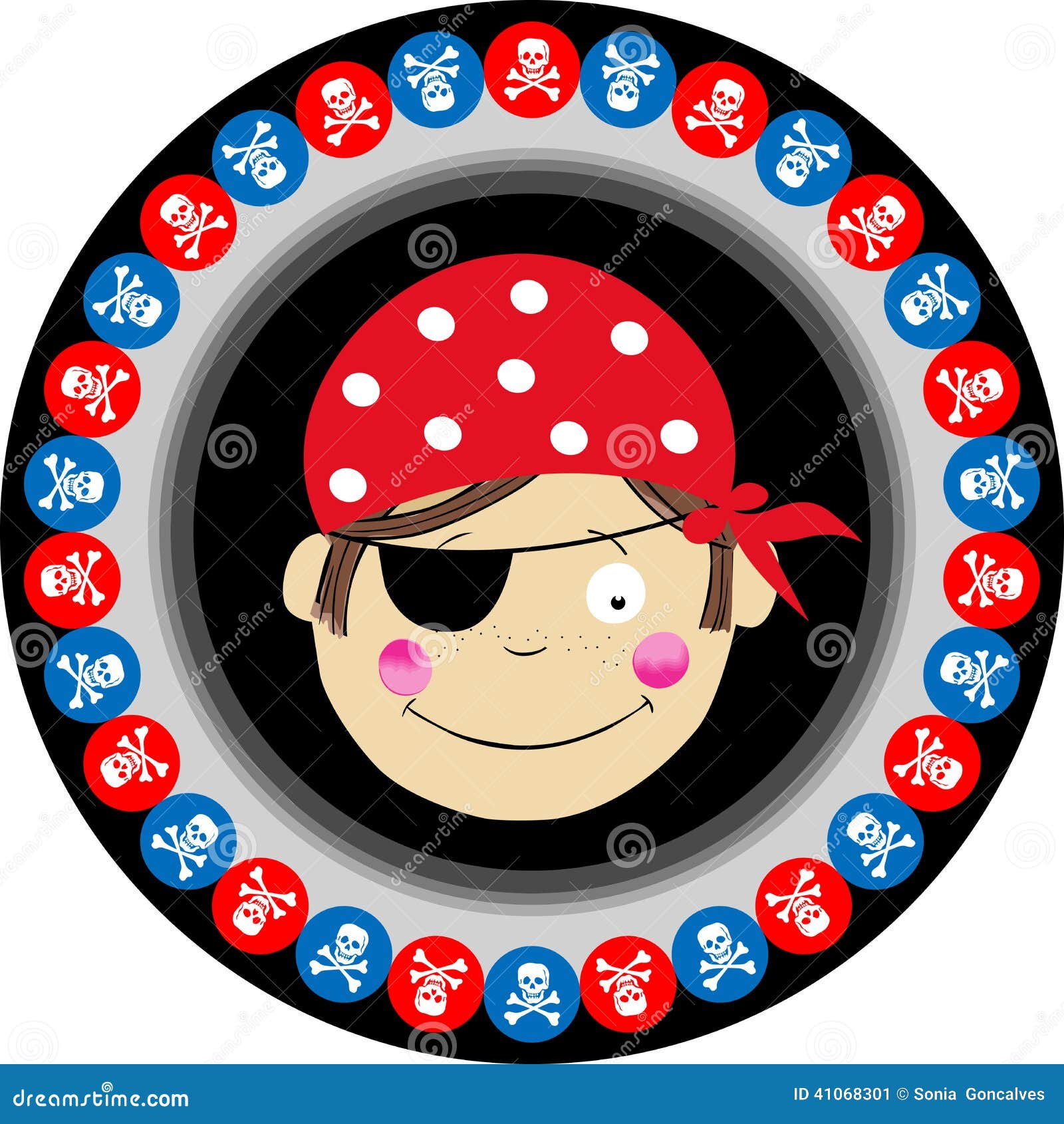 Pirate Round Label stock vector. Illustration of vectorial - 41068301