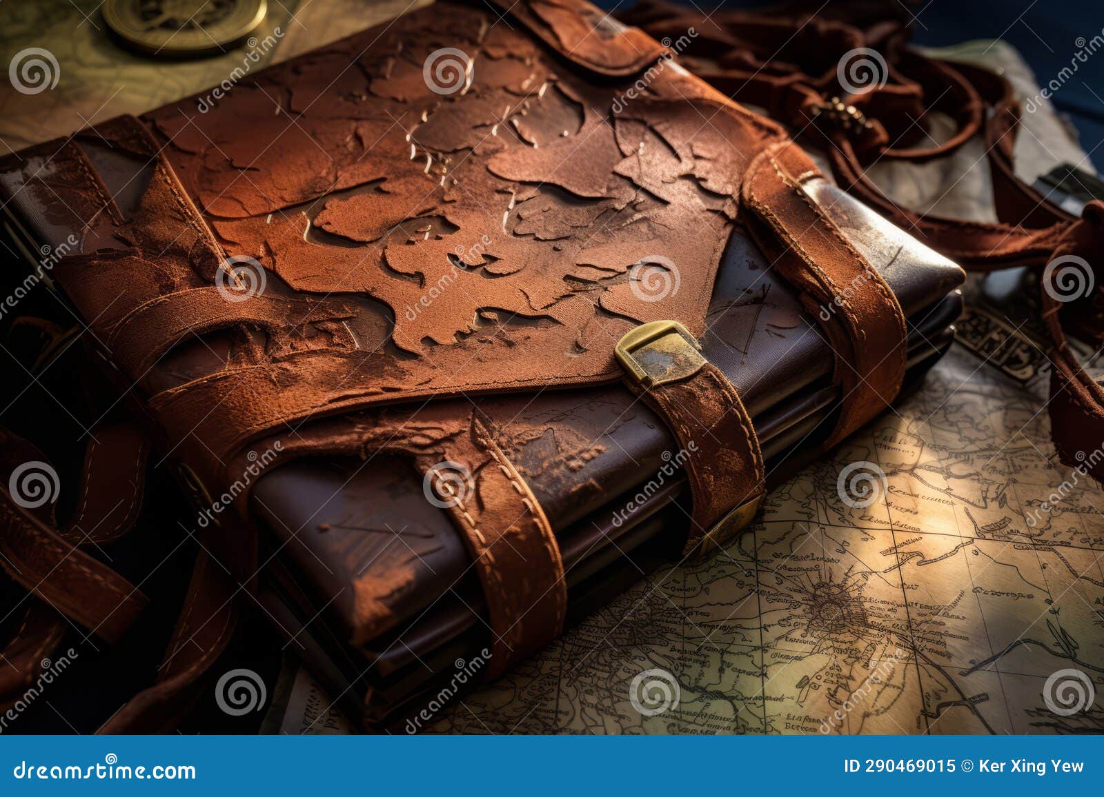 Pirate S Weathered Map Case Stock Illustration - Illustration of diary ...