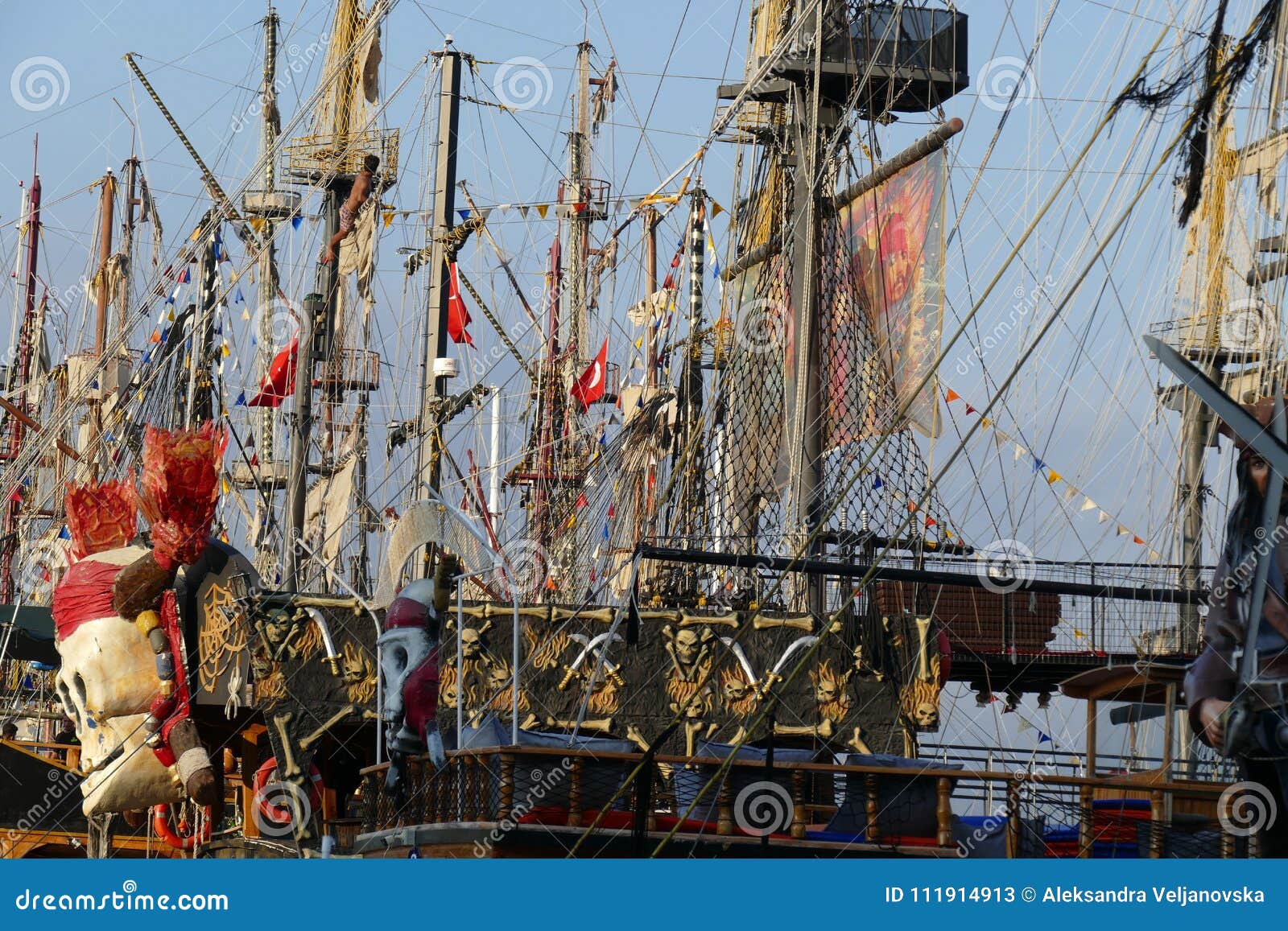 Pirate sail vessel editorial stock photo. Image of equipment - 111914913