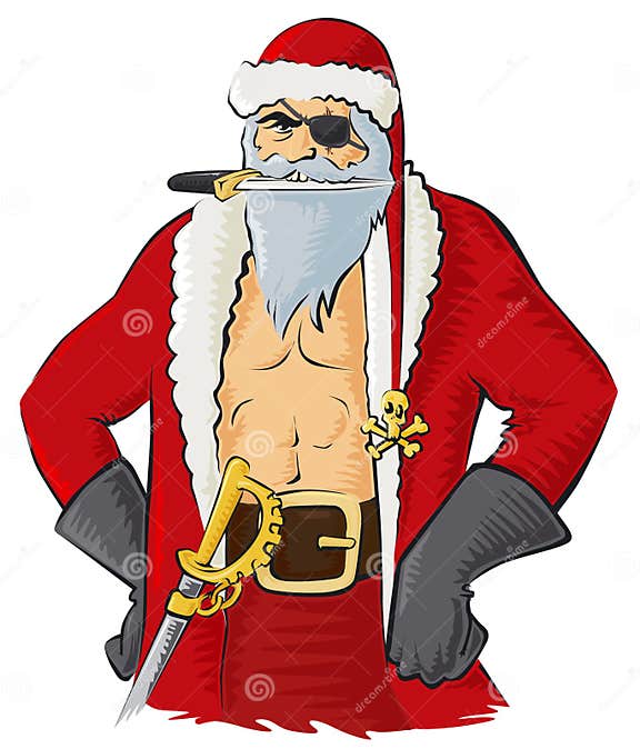 Pirate Santa stock vector. Illustration of sword, beard - 3773877