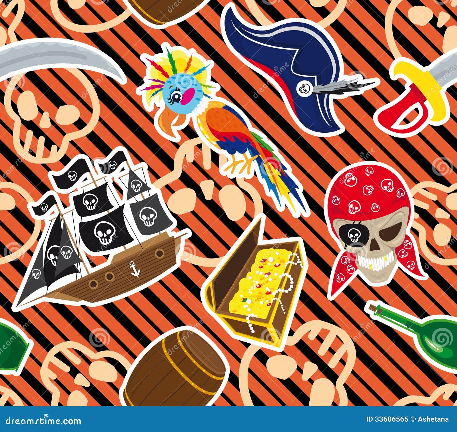 Pirate seamless texture stock vector. Illustration of sword - 33606565