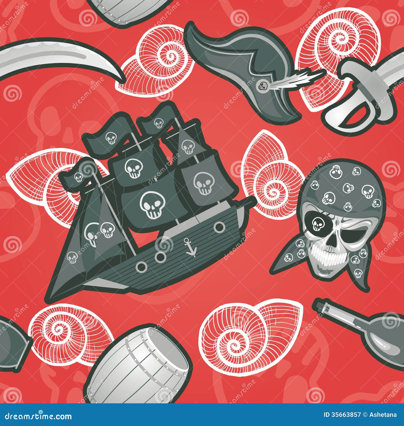 Pirate seamless texture stock vector. Illustration of saber - 35663857