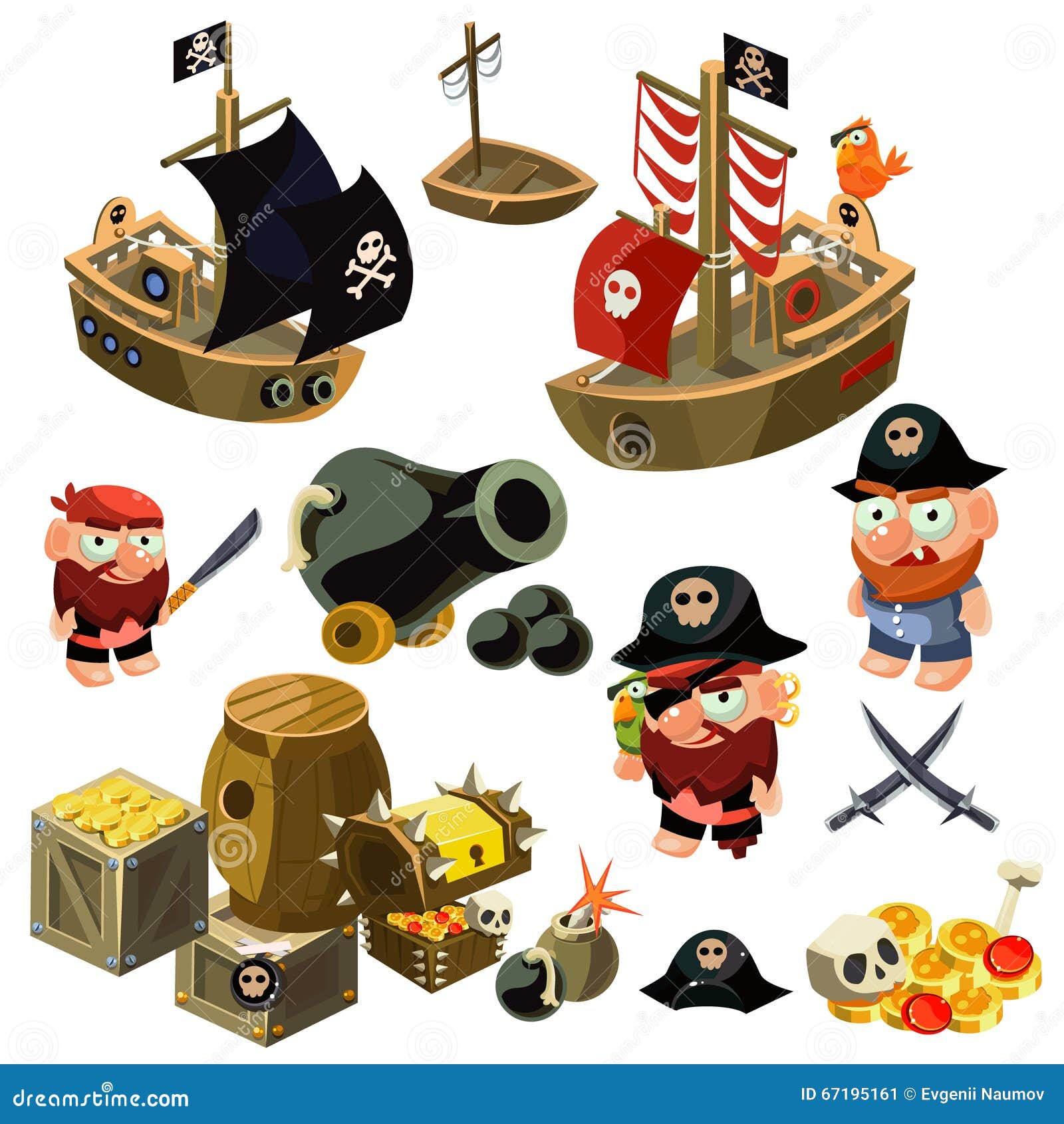 Pirate Set. Vector Illustration. Stock Vector - Illustration of boat, icon: 67195161