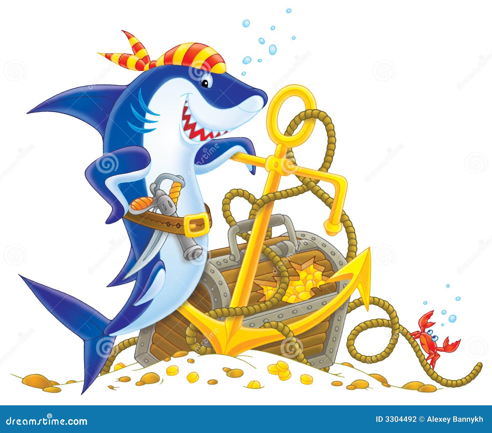 Pirate Shark stock illustration. Illustration of funny - 3304492