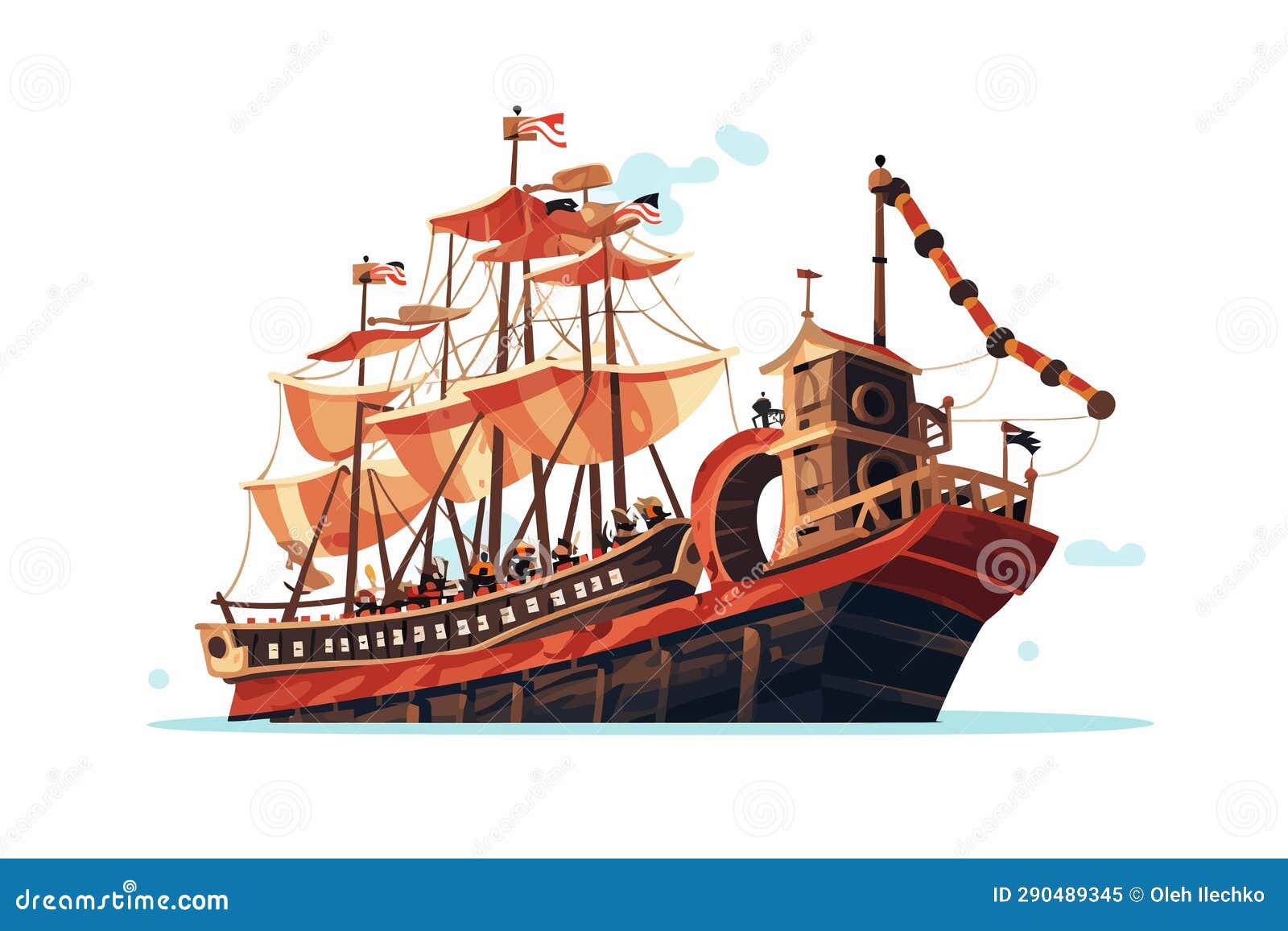 Pirate Ship Amusement Ride Vector Flat Isolated Illustration Stock ...