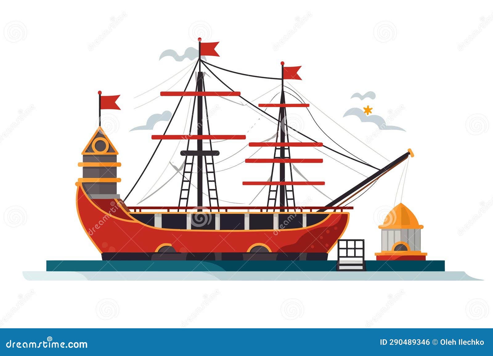 Pirate Ship Amusement Ride Vector Flat Isolated Illustration Stock ...