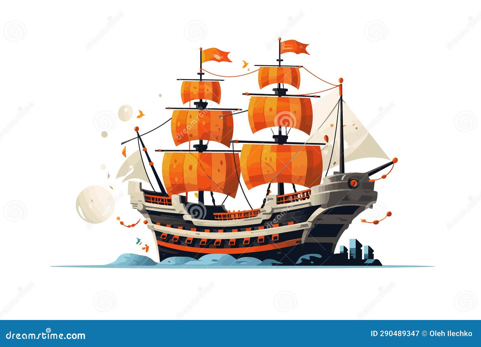 Pirate Ship Amusement Ride Vector Flat Isolated Illustration Stock ...
