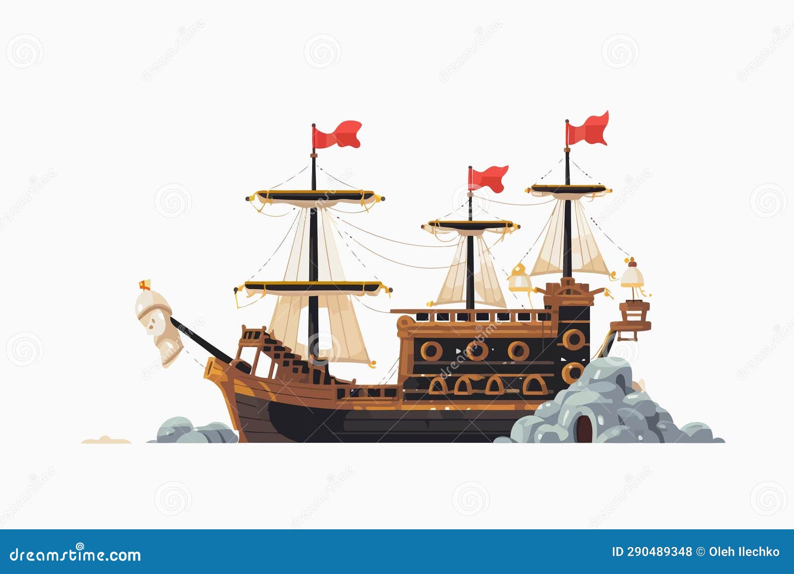 Pirate Ship Amusement Ride Vector Flat Isolated Illustration Stock ...