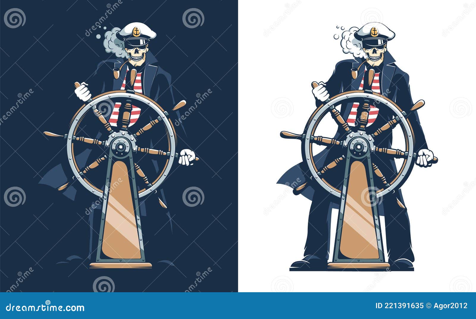 Captain Skeleton In A Ghost Boat By Night Time Stock Image ...